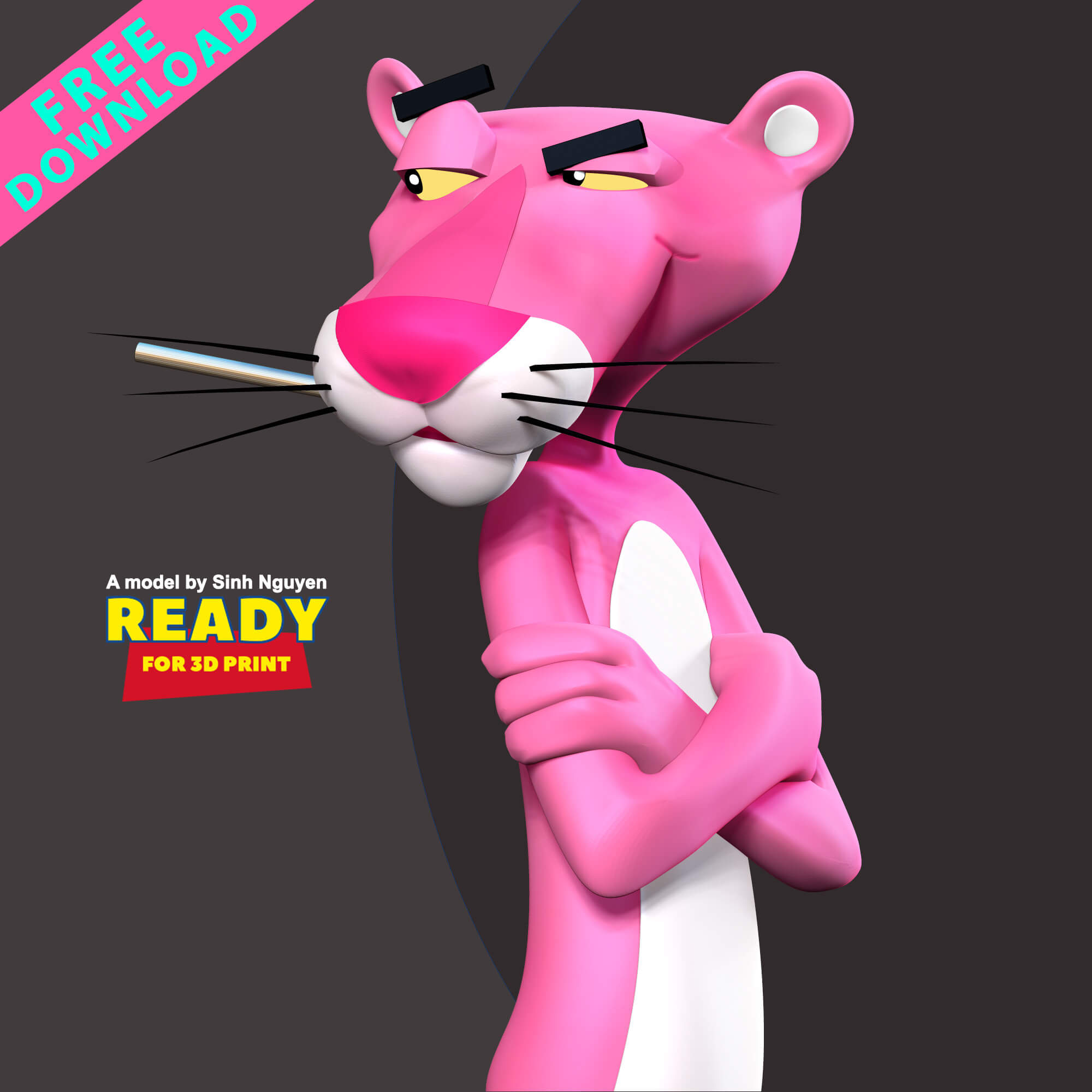 Pink Panther - Free 3D Model by Sinh Nguyen
