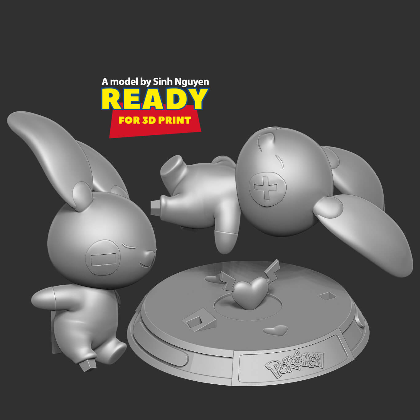 Plusle and Minun - Pokemon Fanart 3D Model by Sinh Nguyen