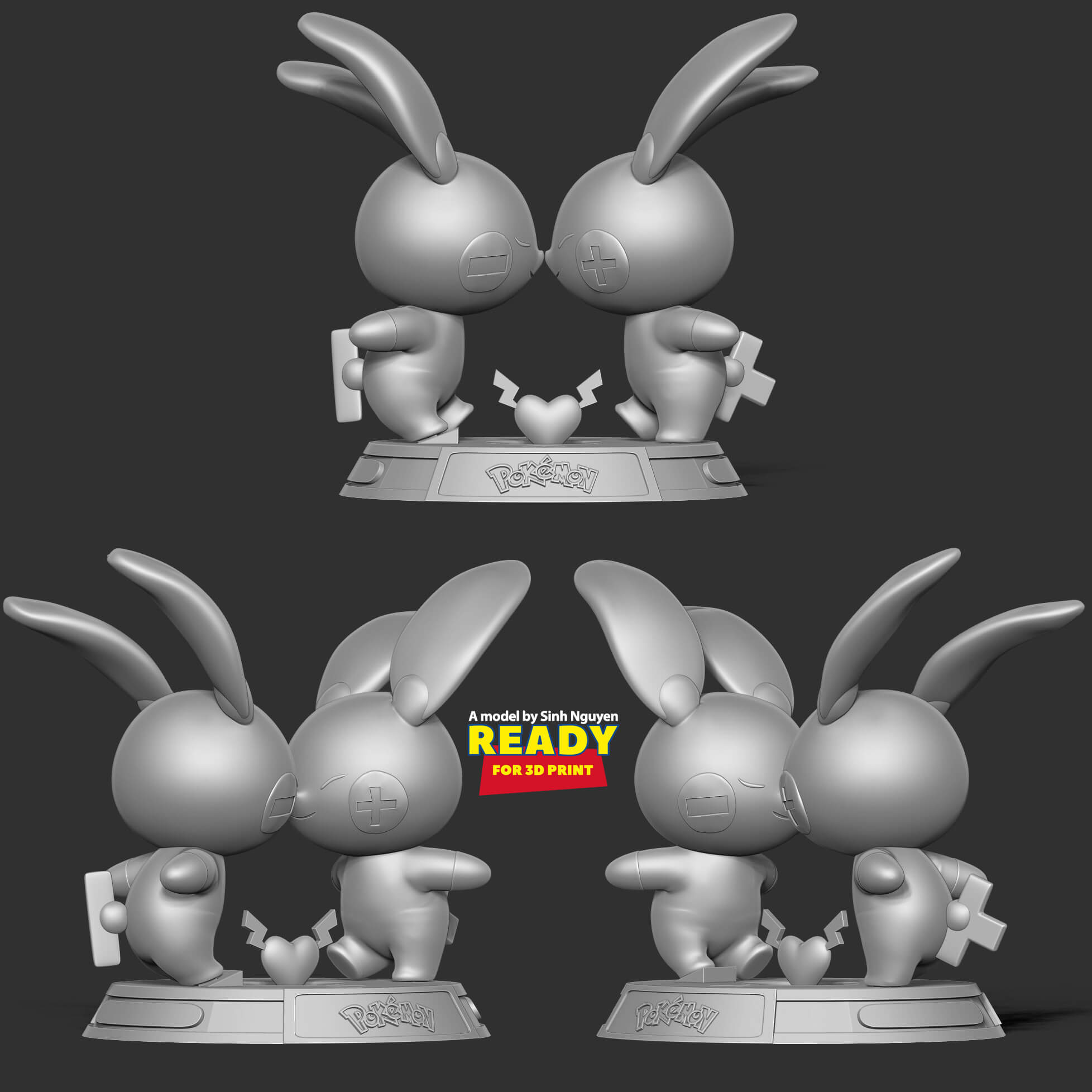Plusle And Minun Pokemon Fanart 3d Model By Sinh Nguyen 4778