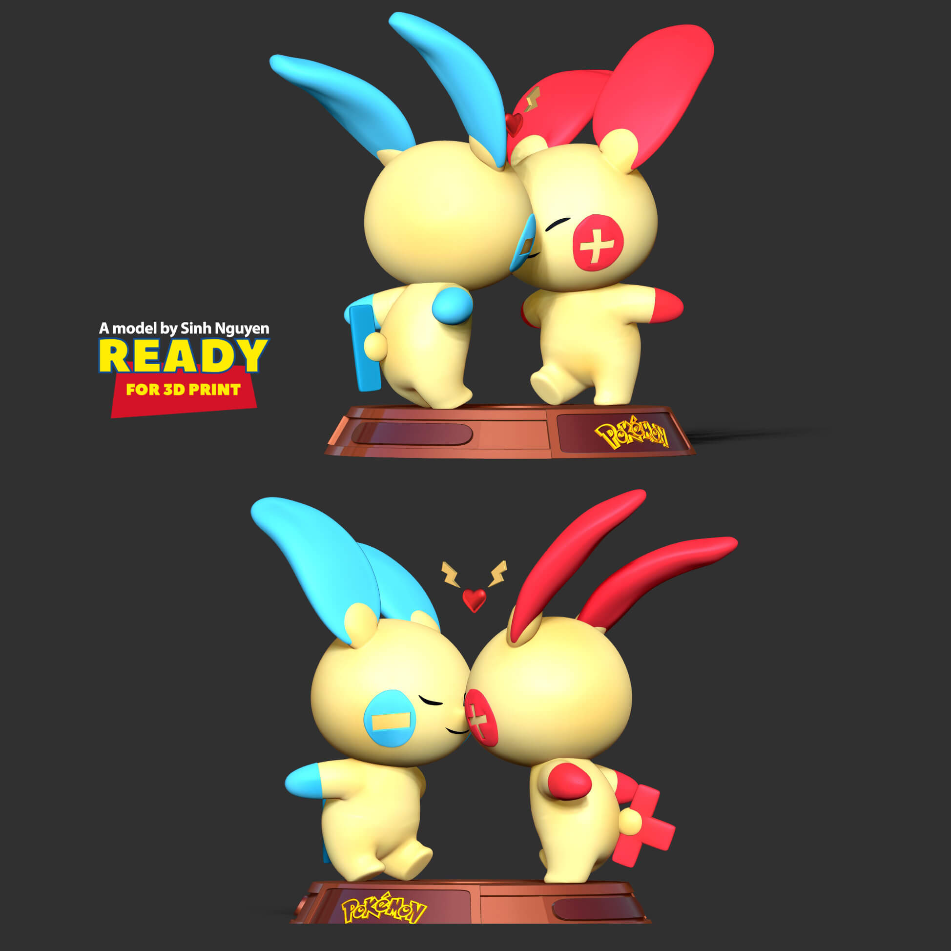 Plusle And Minun Pokemon Fanart 3d Model By Sinh Nguyen 6089