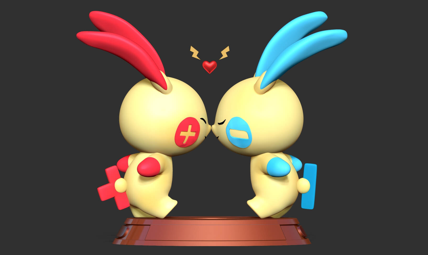 Plusle and Minun - Pokemon Fanart 3D Model by Sinh Nguyen