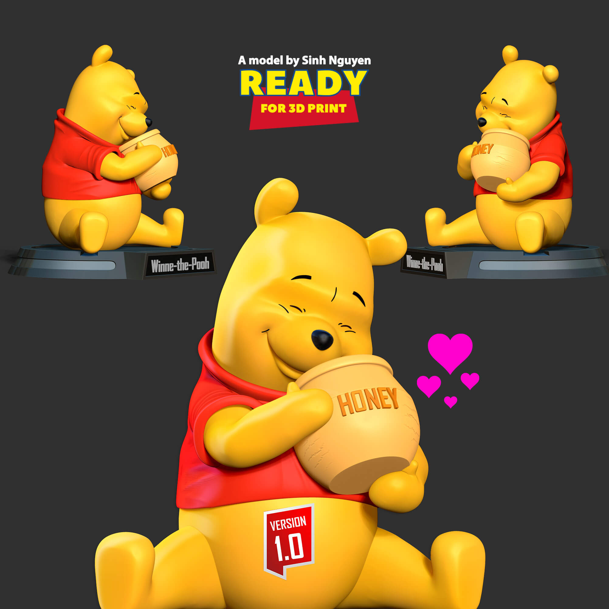 Pooh Loves Honey - 3D Model by Sinh Nguyen