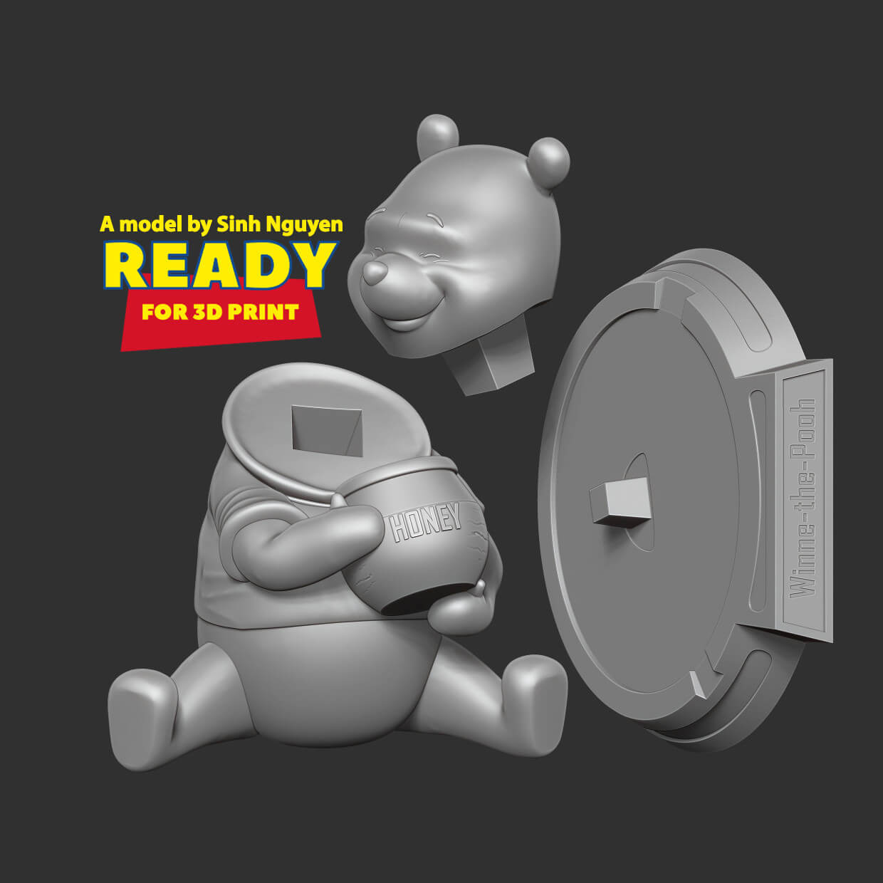 Pooh Loves Honey - 3D Model by Sinh Nguyen