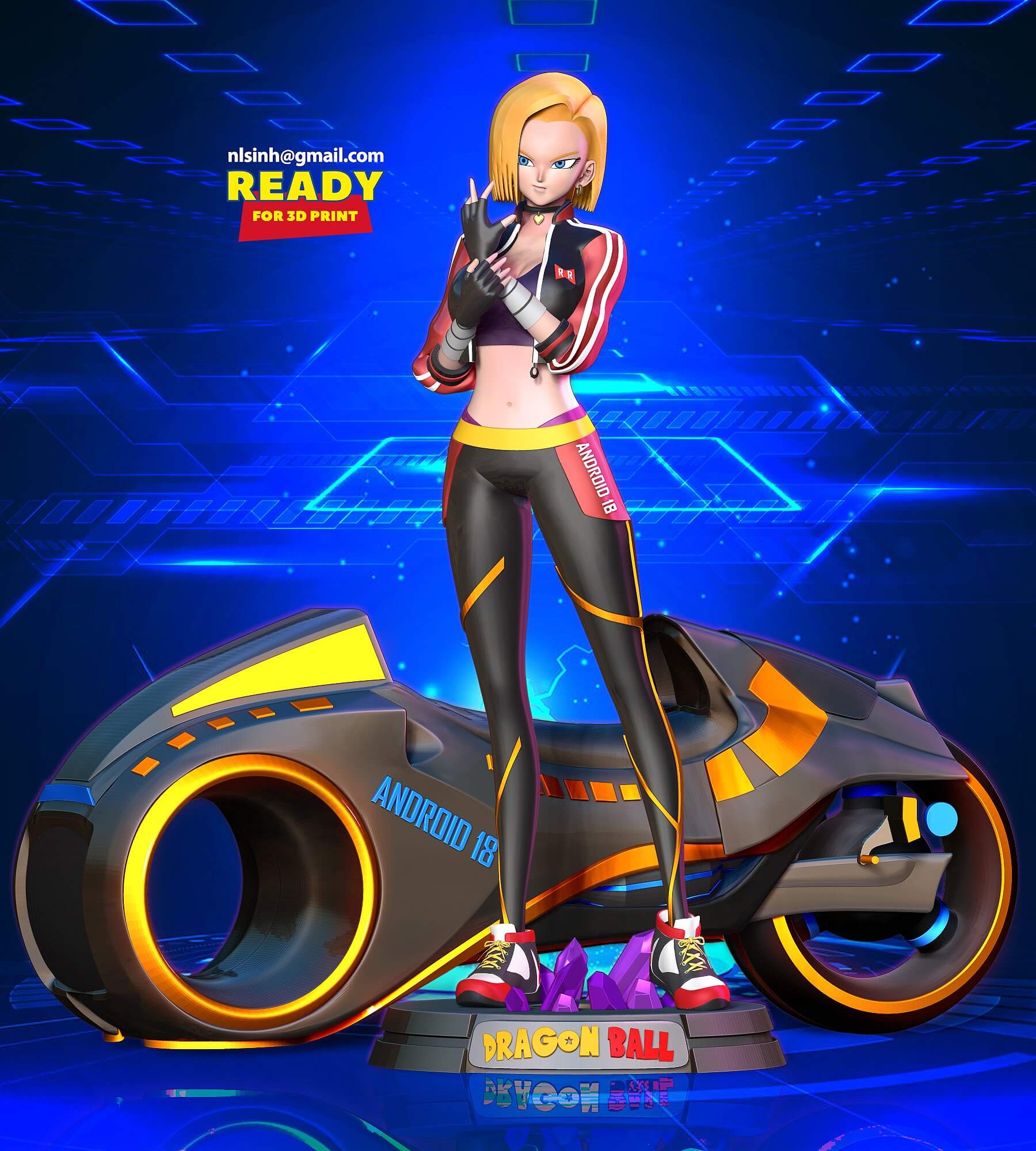 Racer Android 18 - 3D Model by Sinh Nguyen