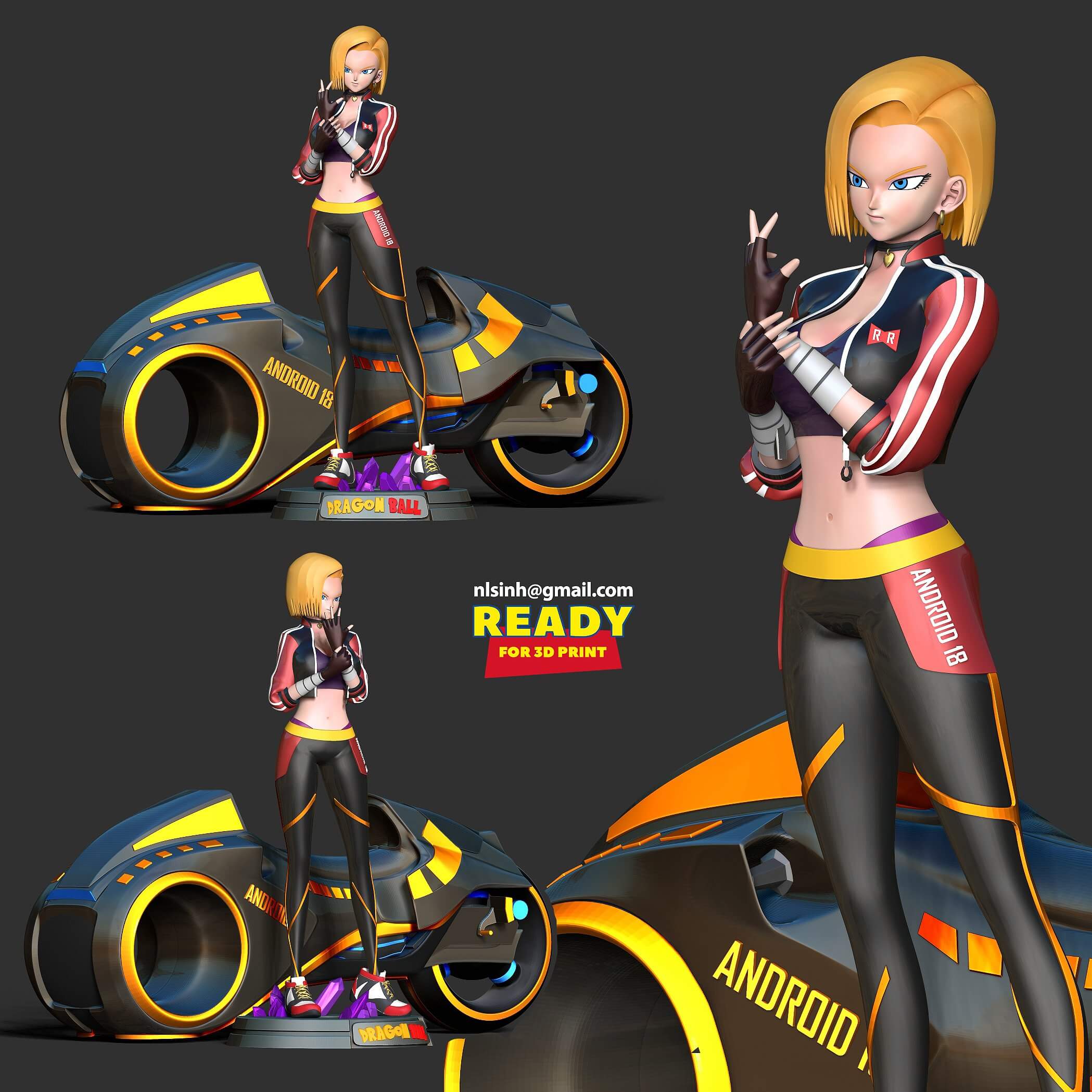 Racer Android 18 - 3D Model by Sinh Nguyen