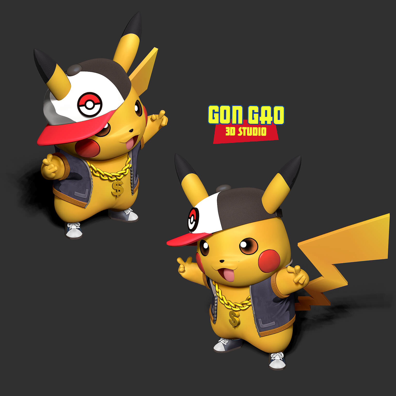Rapper Pikachu - 3D Model by Sinh Nguyen