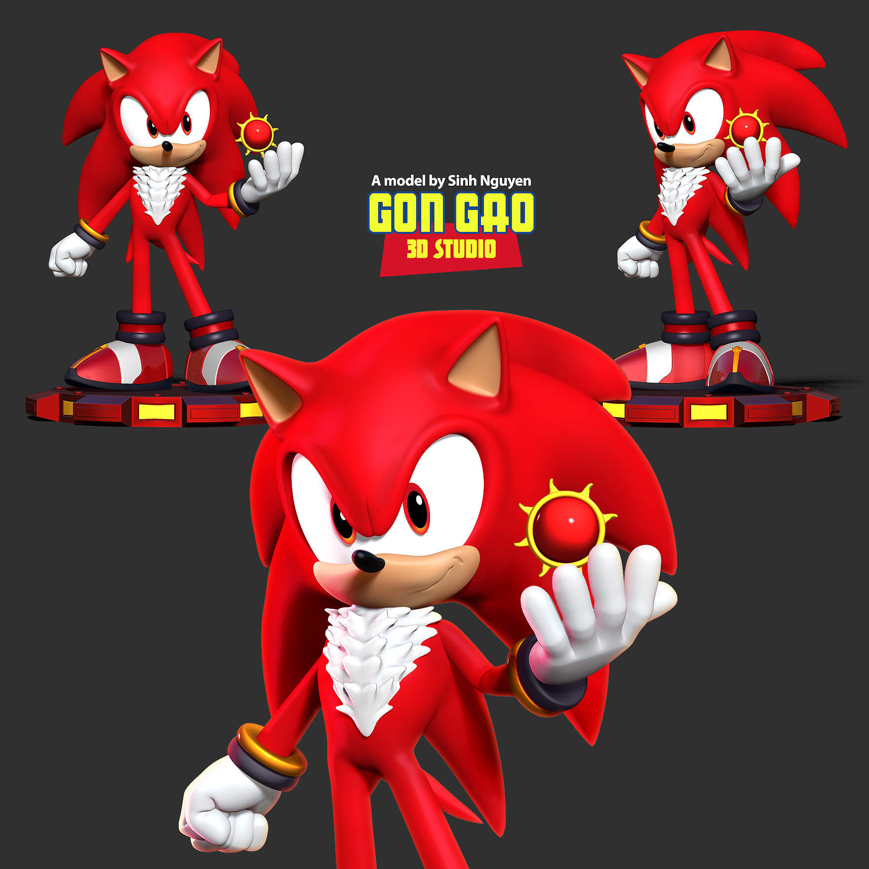Red Sonic the Hedgehog - 3D Model by Sinh Nguyen