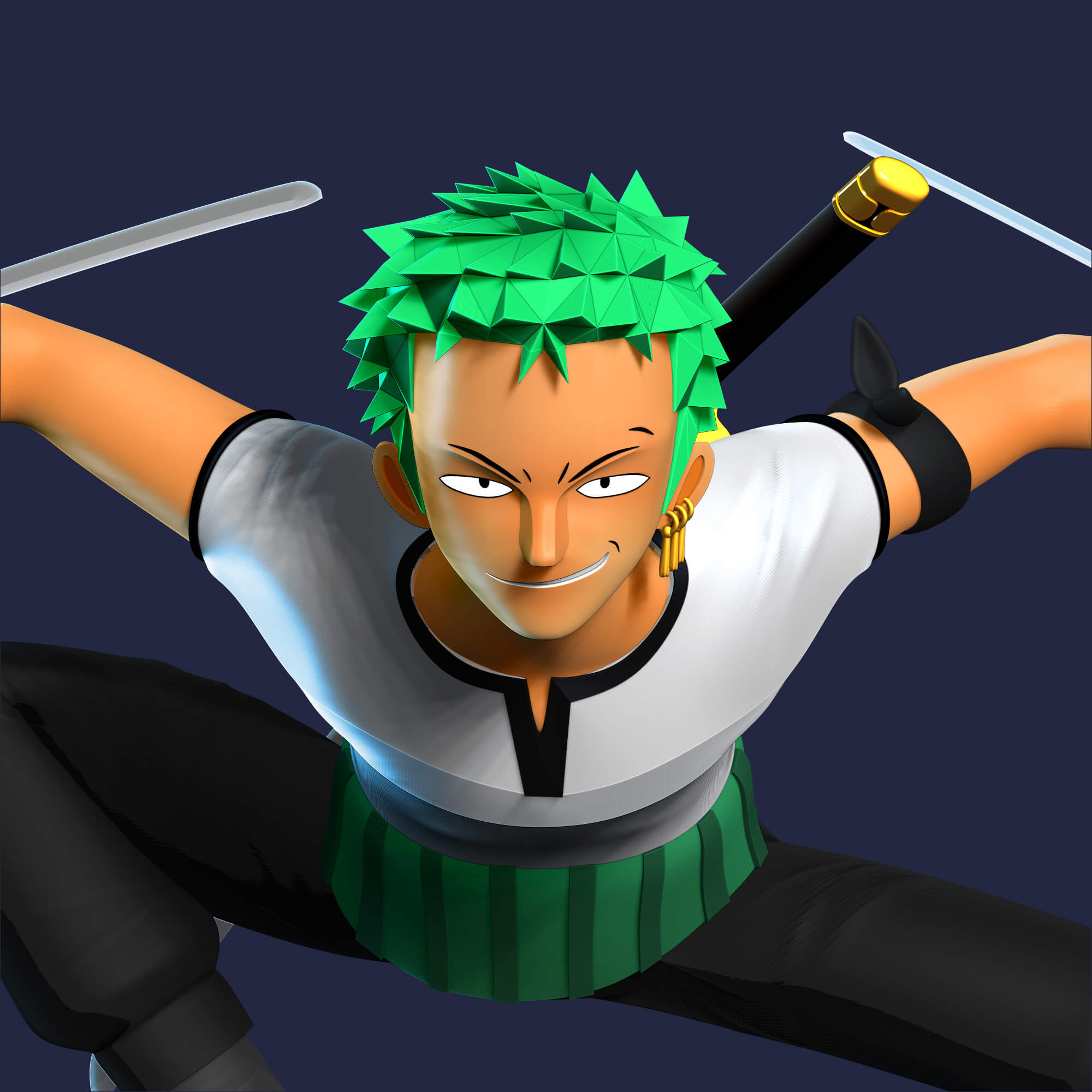 Roronoa Zoro Stylized - One Piece Fanart 3D Model by Sinh Nguyen