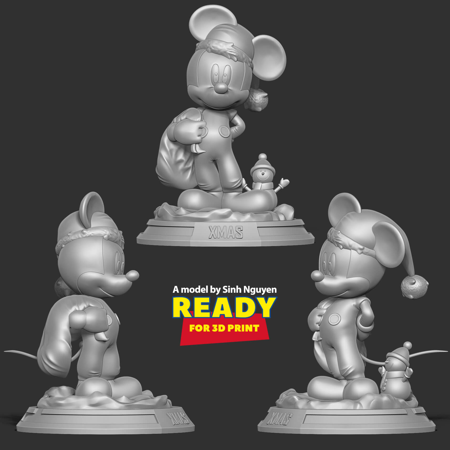 Santa Mickey Mouse - 3D Model by Sinh Nguyen