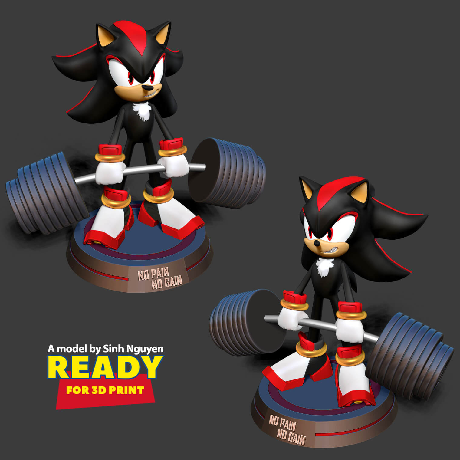 Shadow The Hedgehog Lifting Weights - 3D Model by Sinh Nguyen