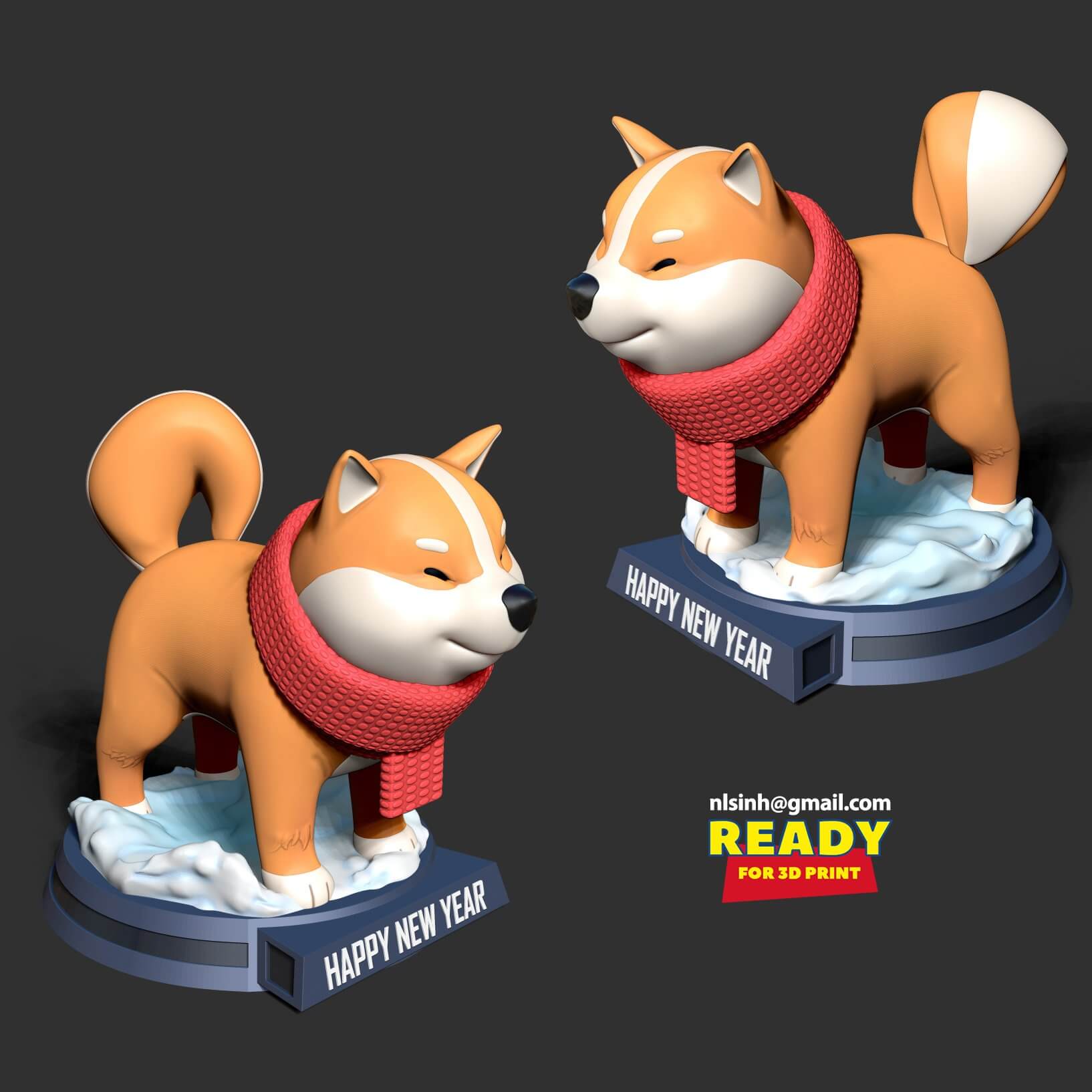 Shiba with Winter - 3D Model by Sinh Nguyen