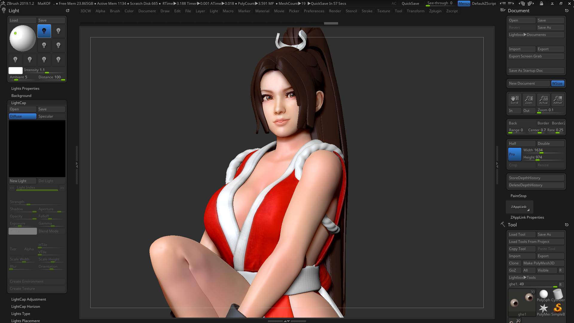 Shiranui Mai from King of Fighters - 3D Model by Sinh Nguyen