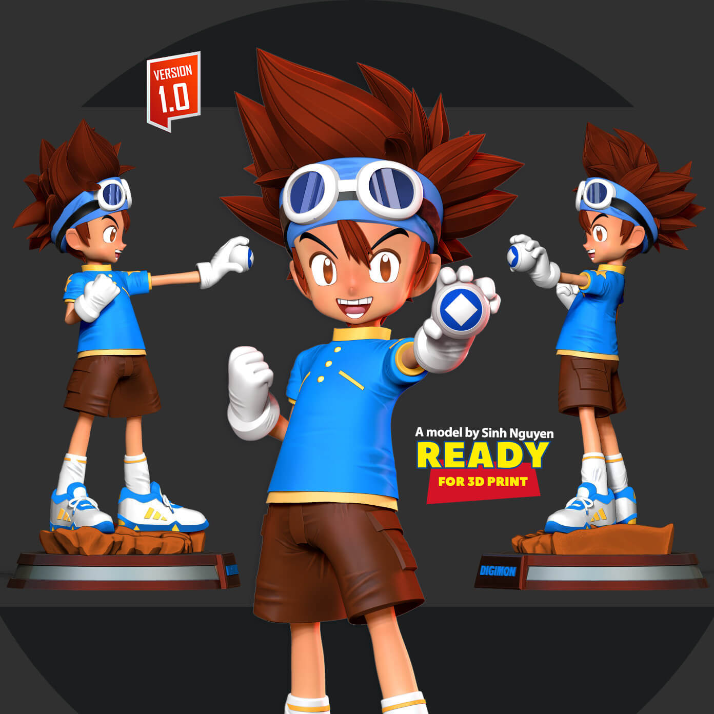 Taichi Yagami - Digimon Fanart 3D Model by Sinh Nguyen
