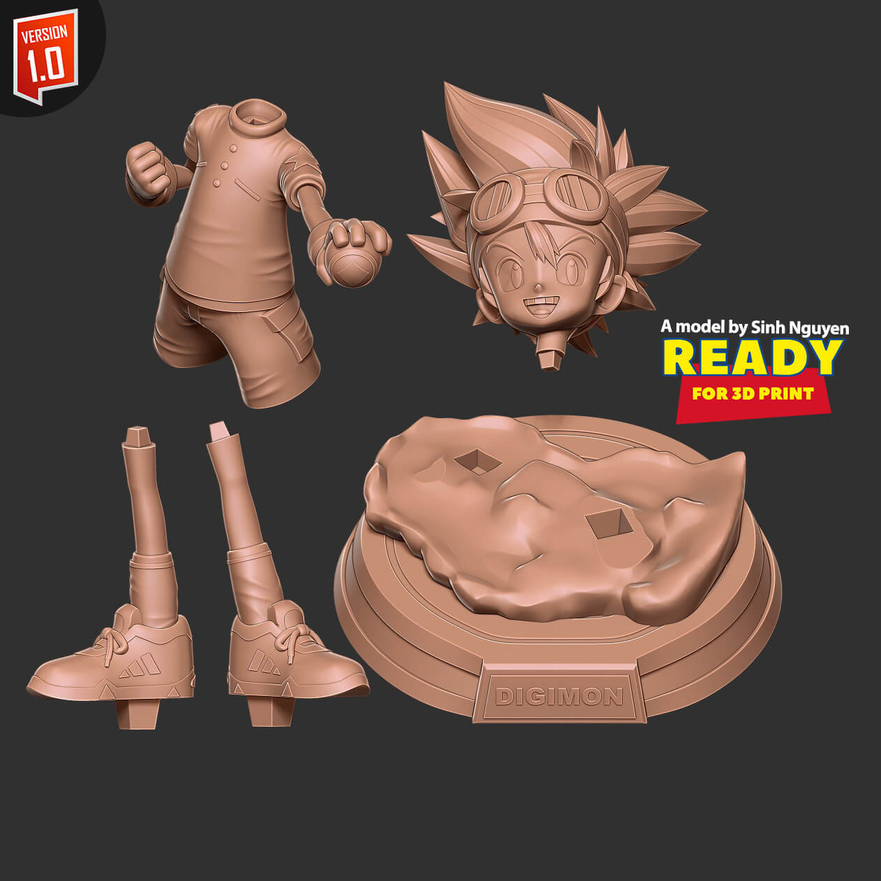 Taichi Yagami - Digimon Fanart 3D Model by Sinh Nguyen
