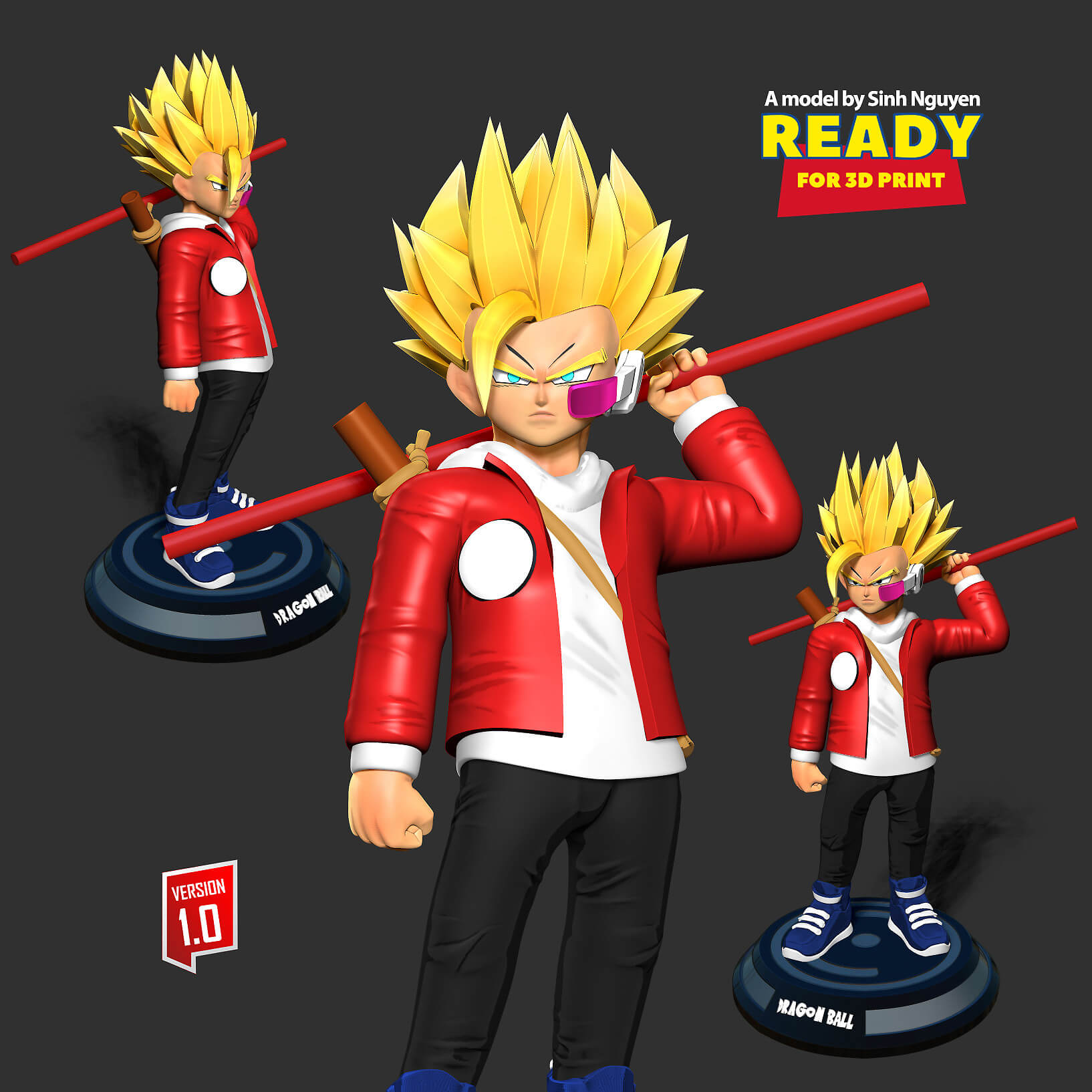 Teen Wukong Gohan - Dragon Ball Fanart 3D Model by Sinh Nguyen