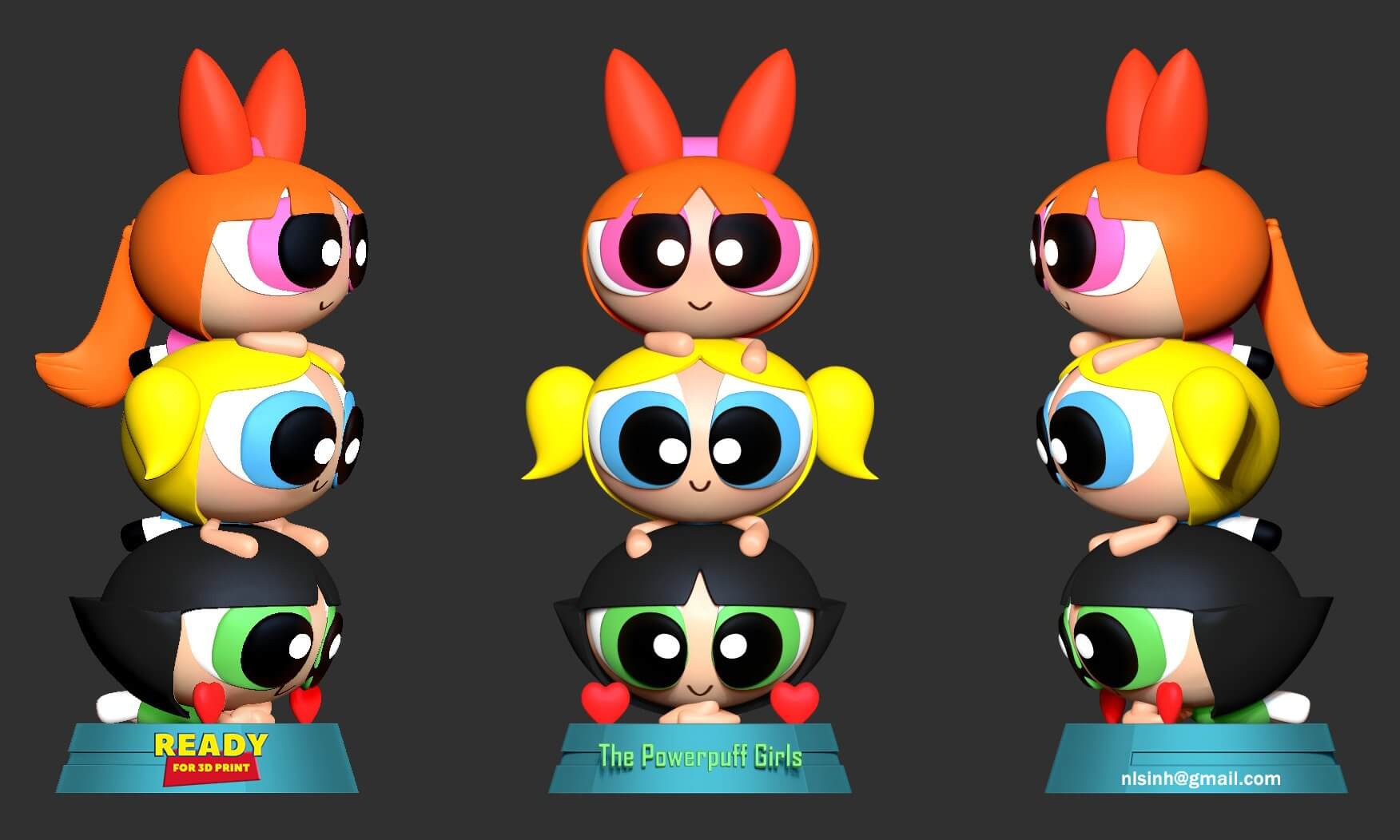 The Powerpuff Girls - 3D Model by Sinh Nguyen