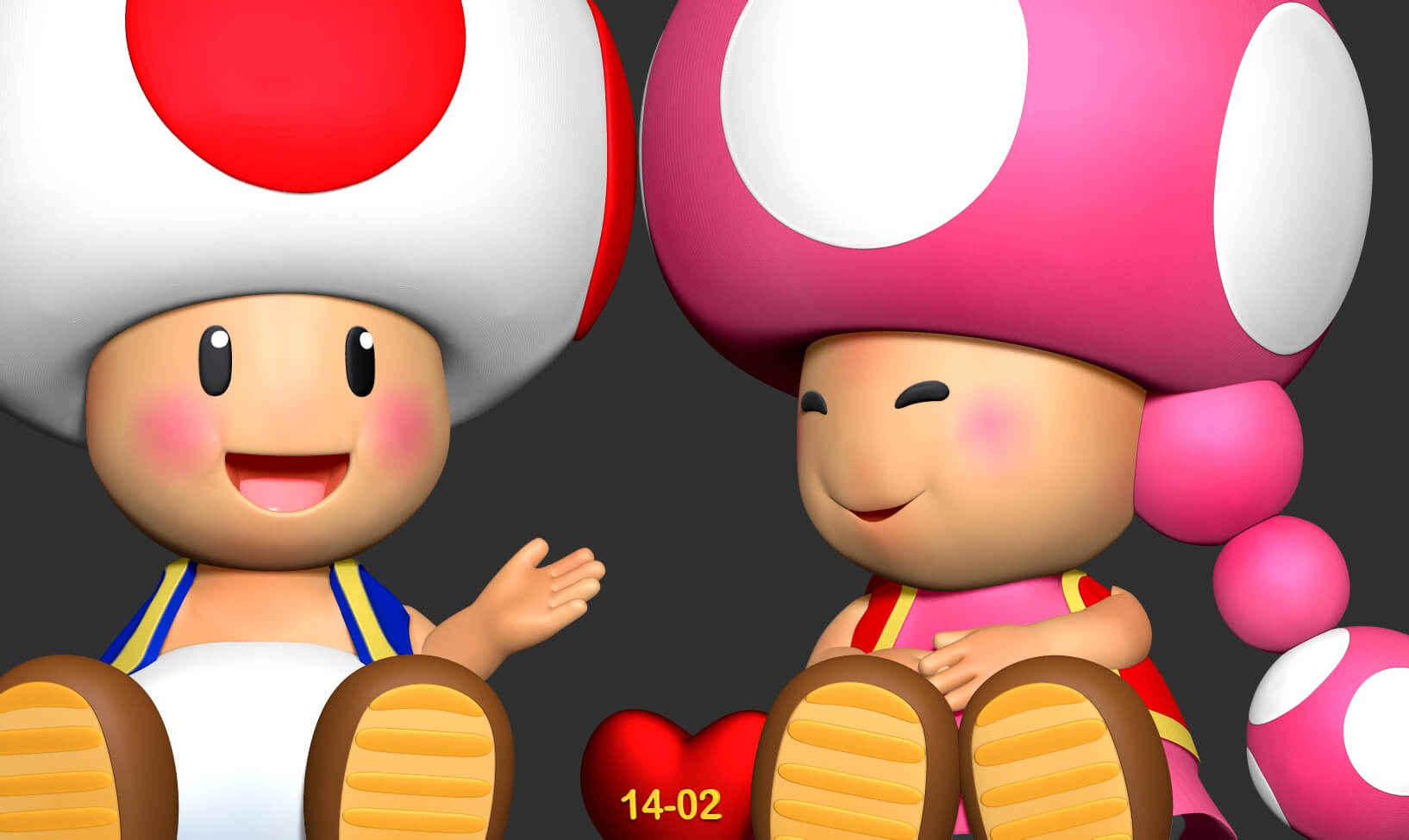 Toad and Toadette - Valentine Season 3D Model by Sinh Nguyen