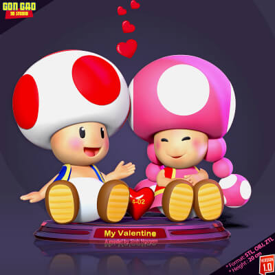 Toad and Toadette - Valentine Season 3D Model by Sinh Nguyen
