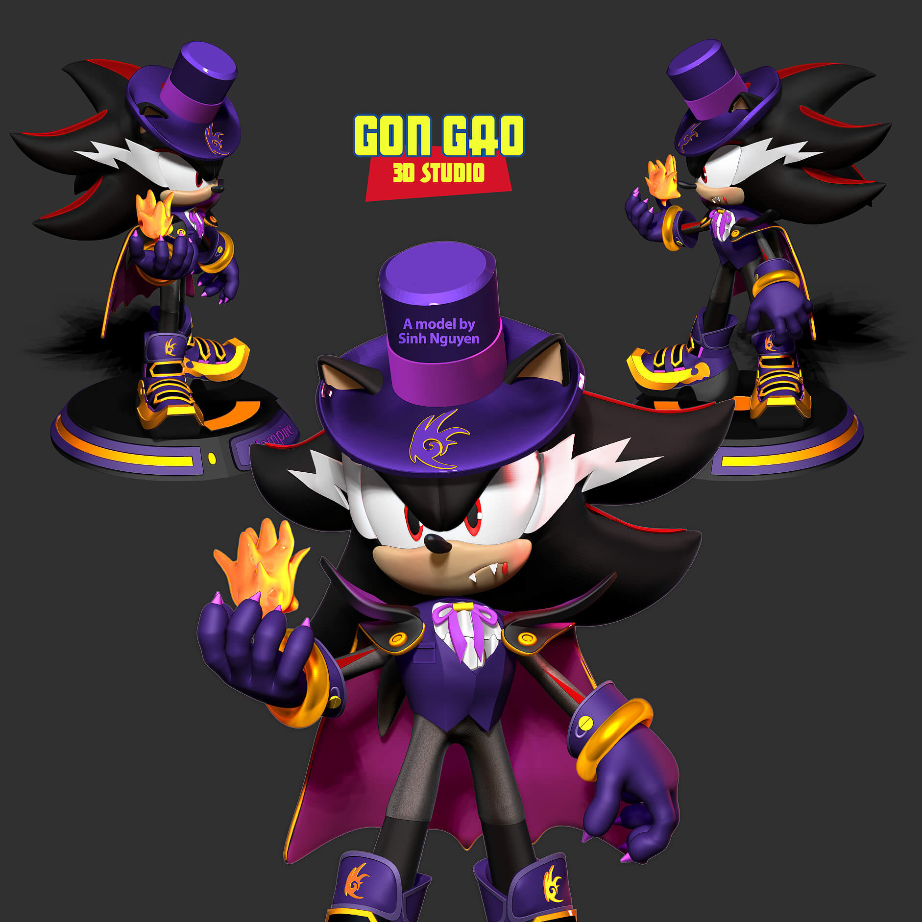 Vampire Shadow The Hedgehog - 3D Model by Sinh Nguyen