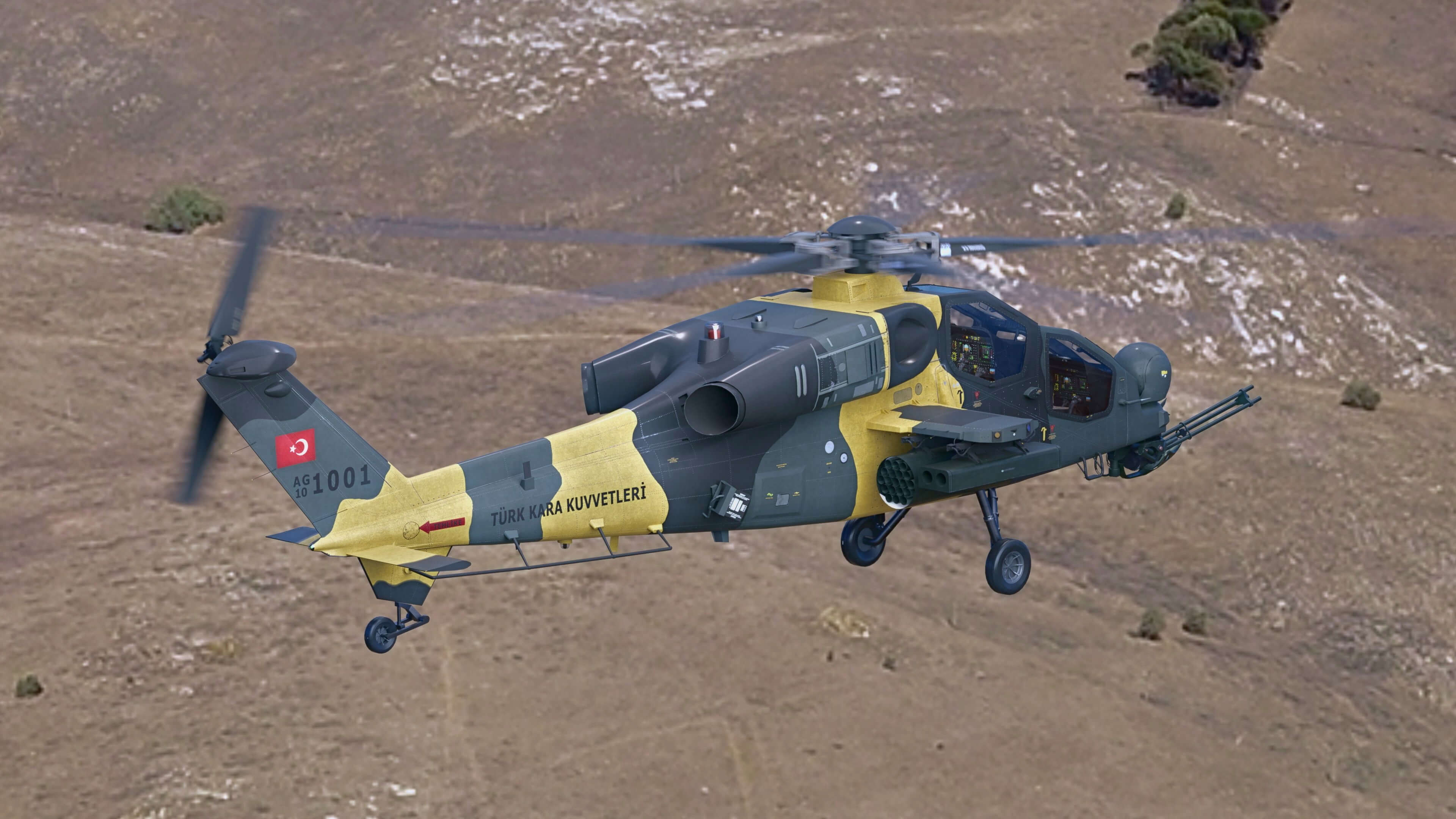 ATAK T129 Helicopter Rigged with Cocpit Changeable DecalText - 3D Model ...