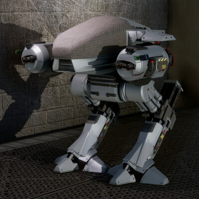 ED-209 Robocop Robot Low-Poly 3D Model by Sirios-3D