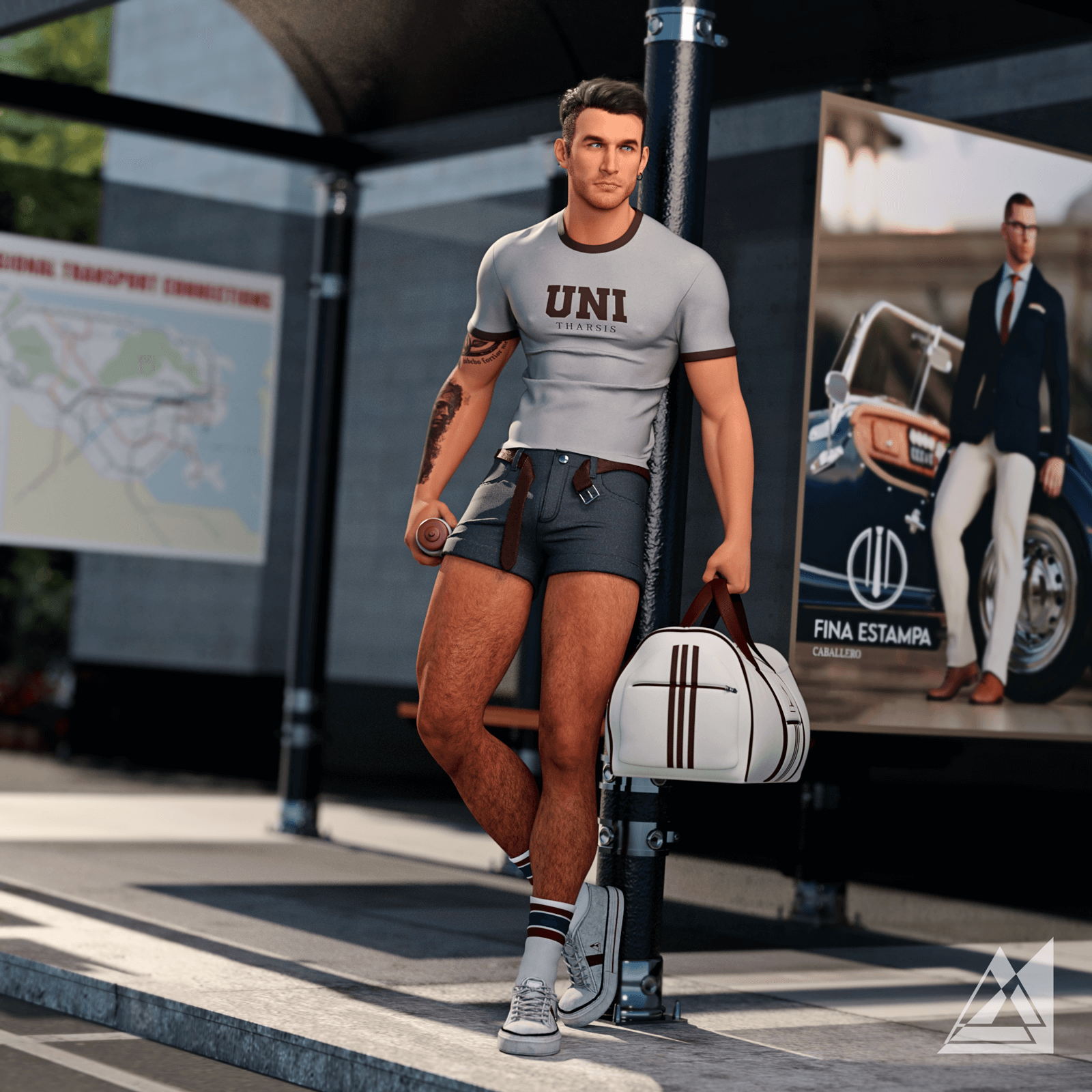Bus Stop 3D Render, Digital Art by sithlordsims