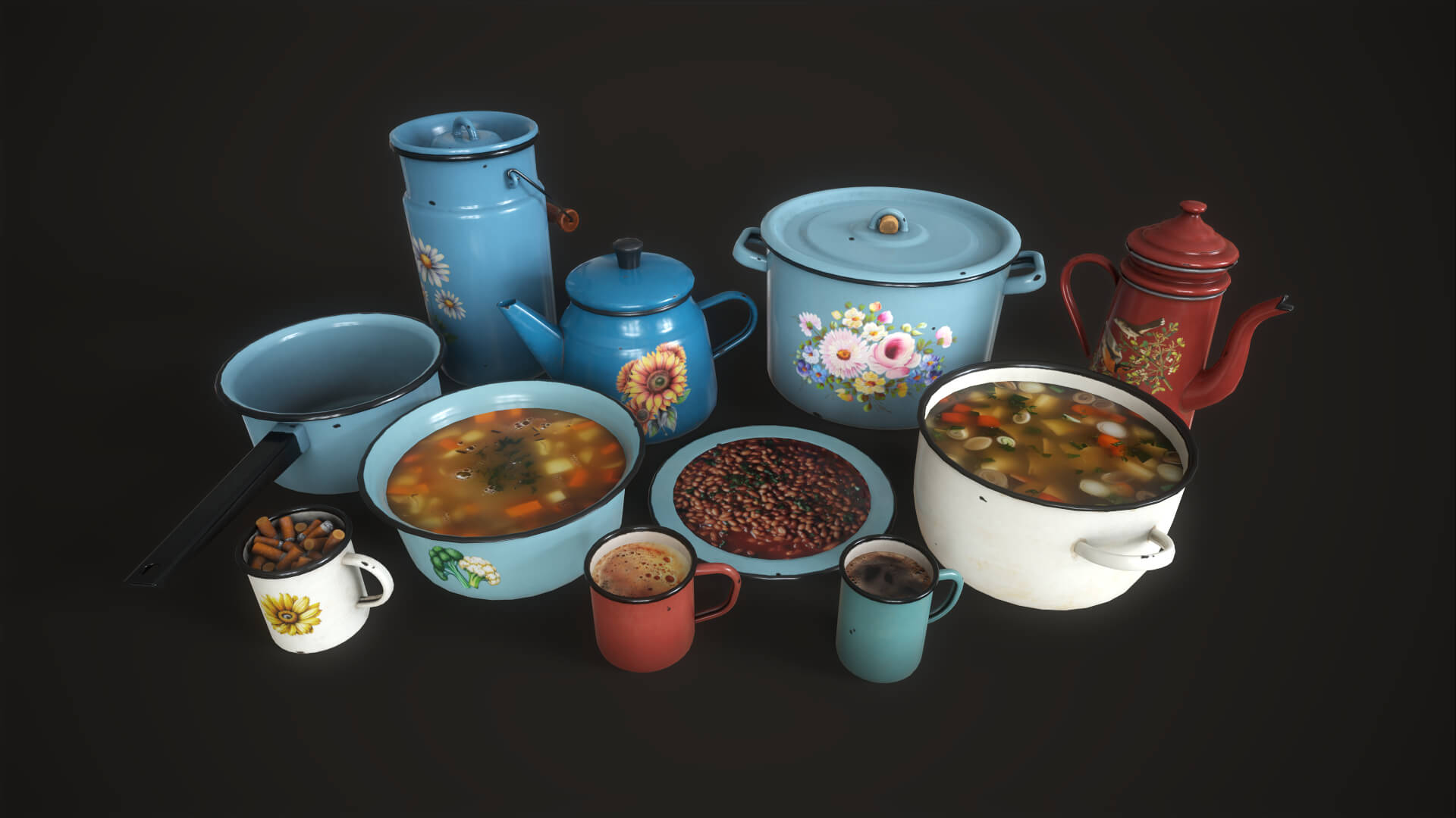 Enamel Tableware - 3D Model by siup