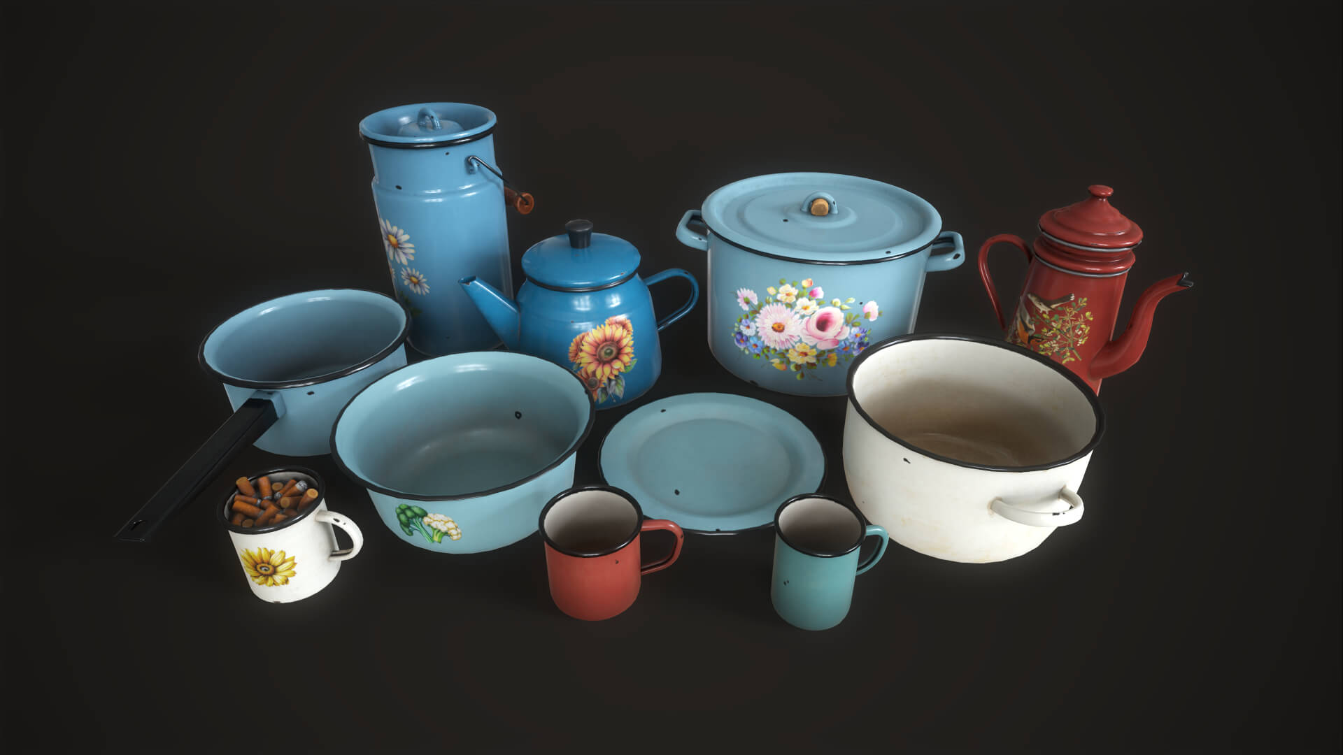 Enamel Tableware - 3D Model by siup