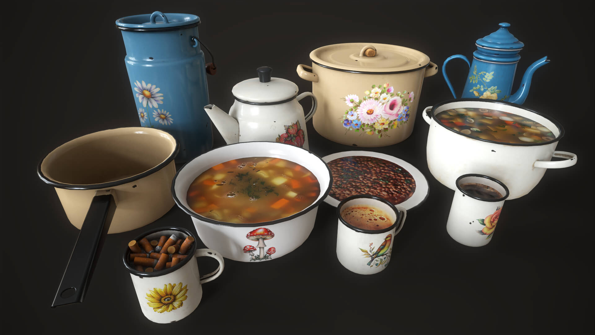 Enamel Tableware - 3D Model by siup