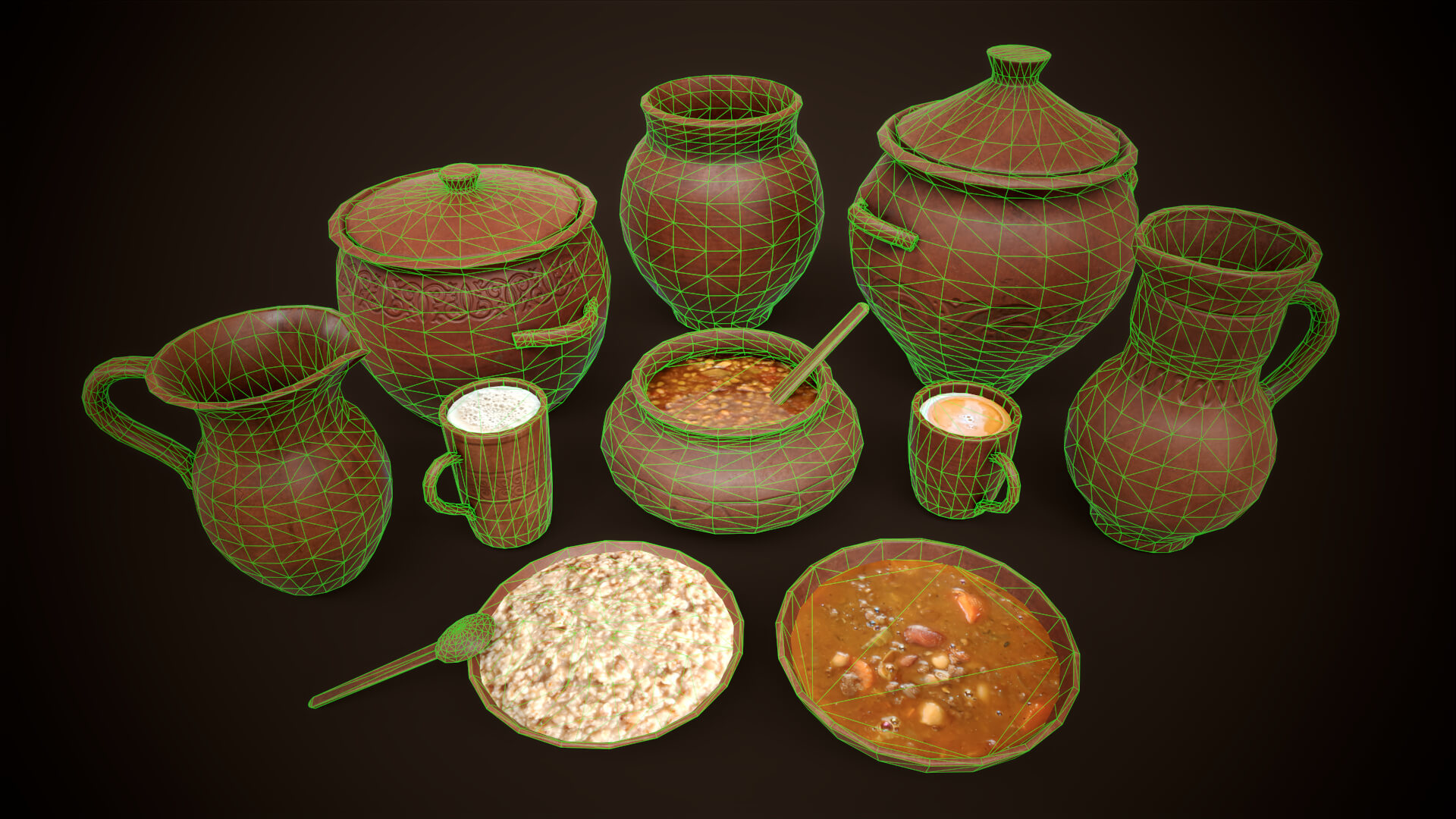Medieval Clay Tableware Pack - 3D Model by siup