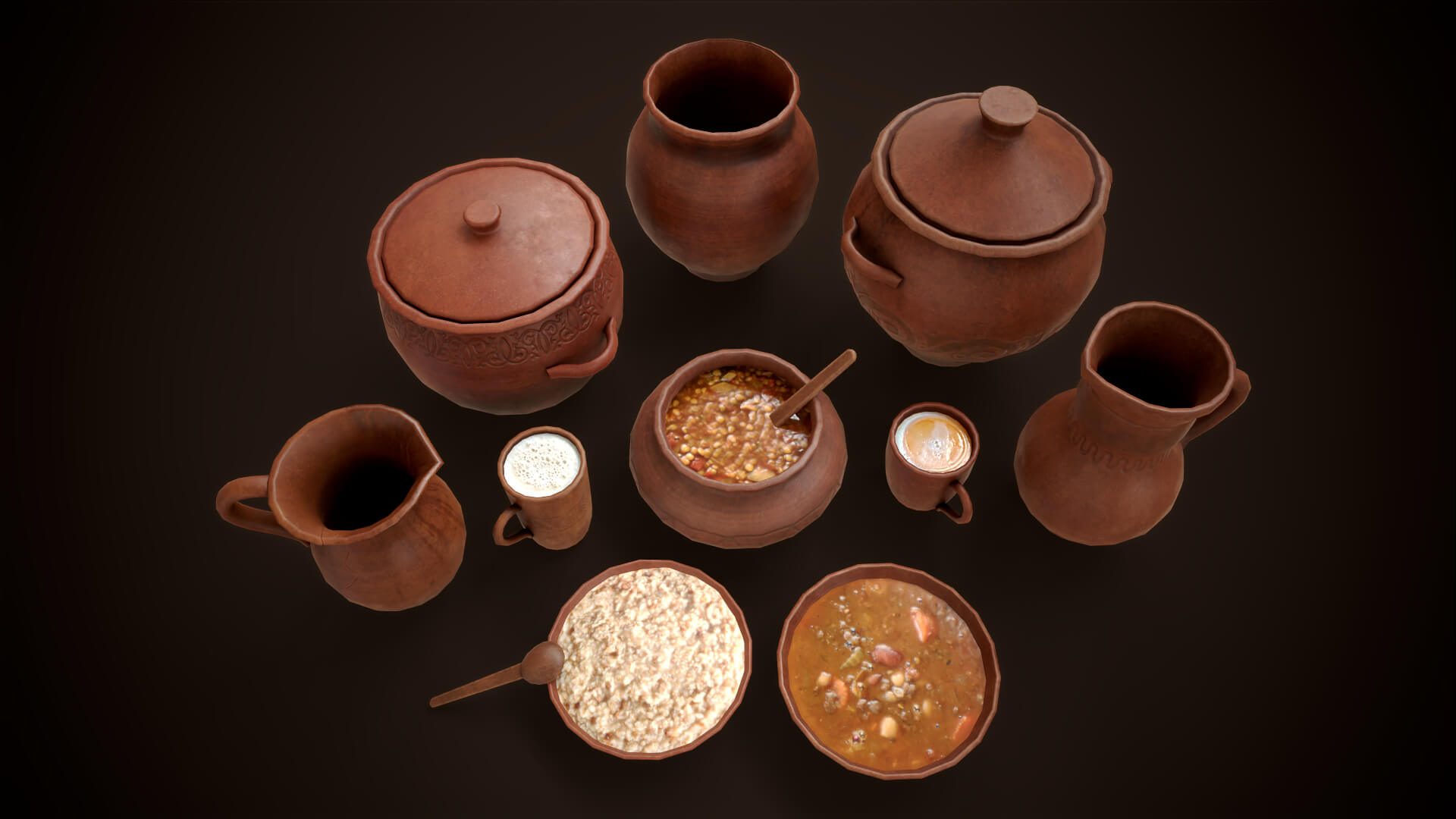 Medieval Clay Tableware Pack - 3D Model by siup