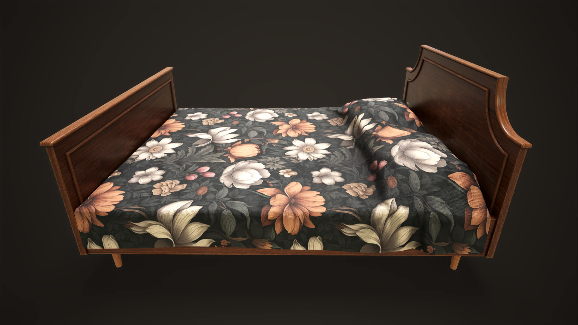Retro Double Bed and Nightstand - 3D Model by siup
