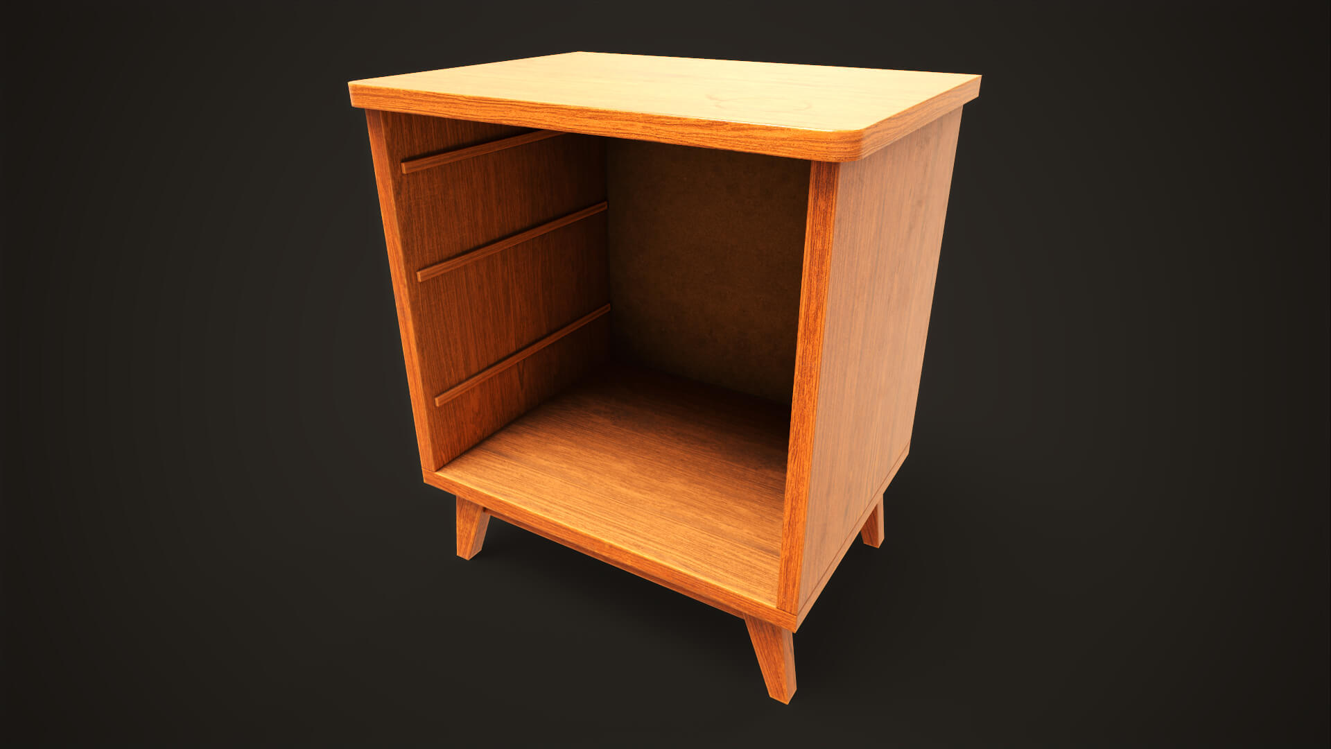 Retro Double Bed and Nightstand - 3D Model by siup