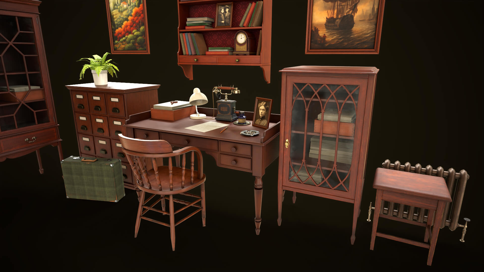 Vintage Office Set - 3D Model by siup