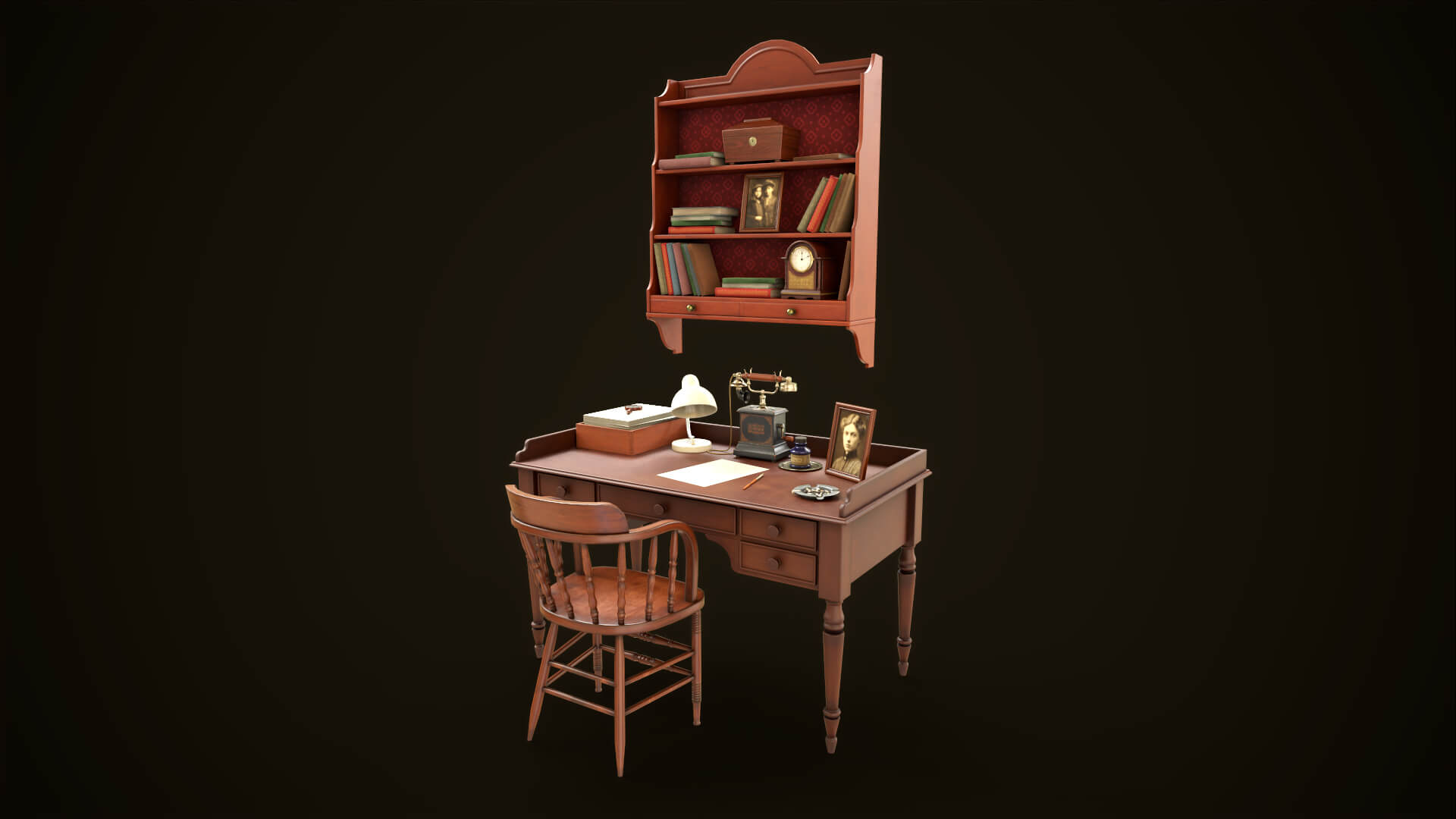 Vintage Office Set - 3D Model by siup