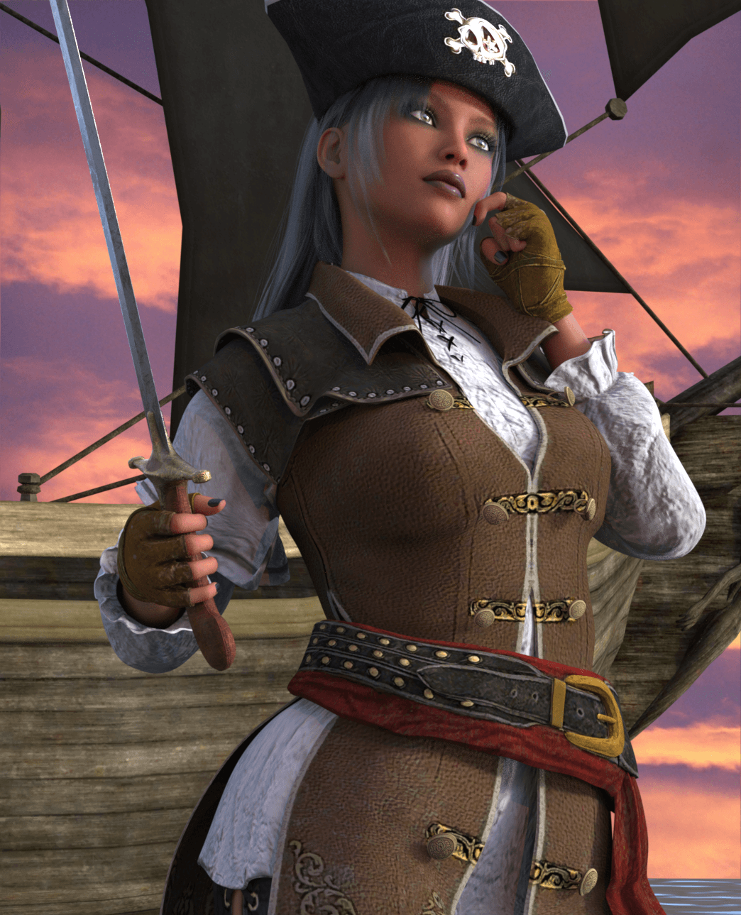 The pirate boss 3D Render, Digital Art by Sixkiller01