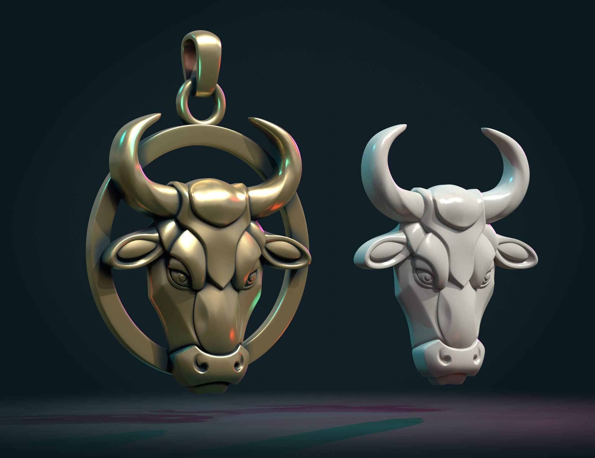 Bull Head Bas-Relief 3D Model by Skazok