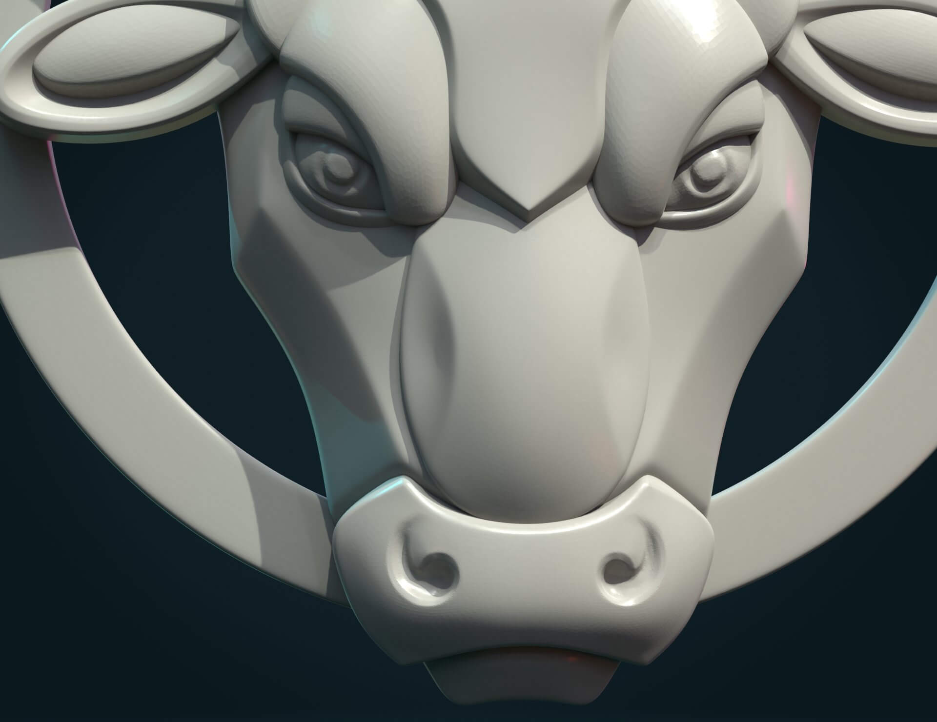 Bull Head Bas-Relief 3D Model by Skazok