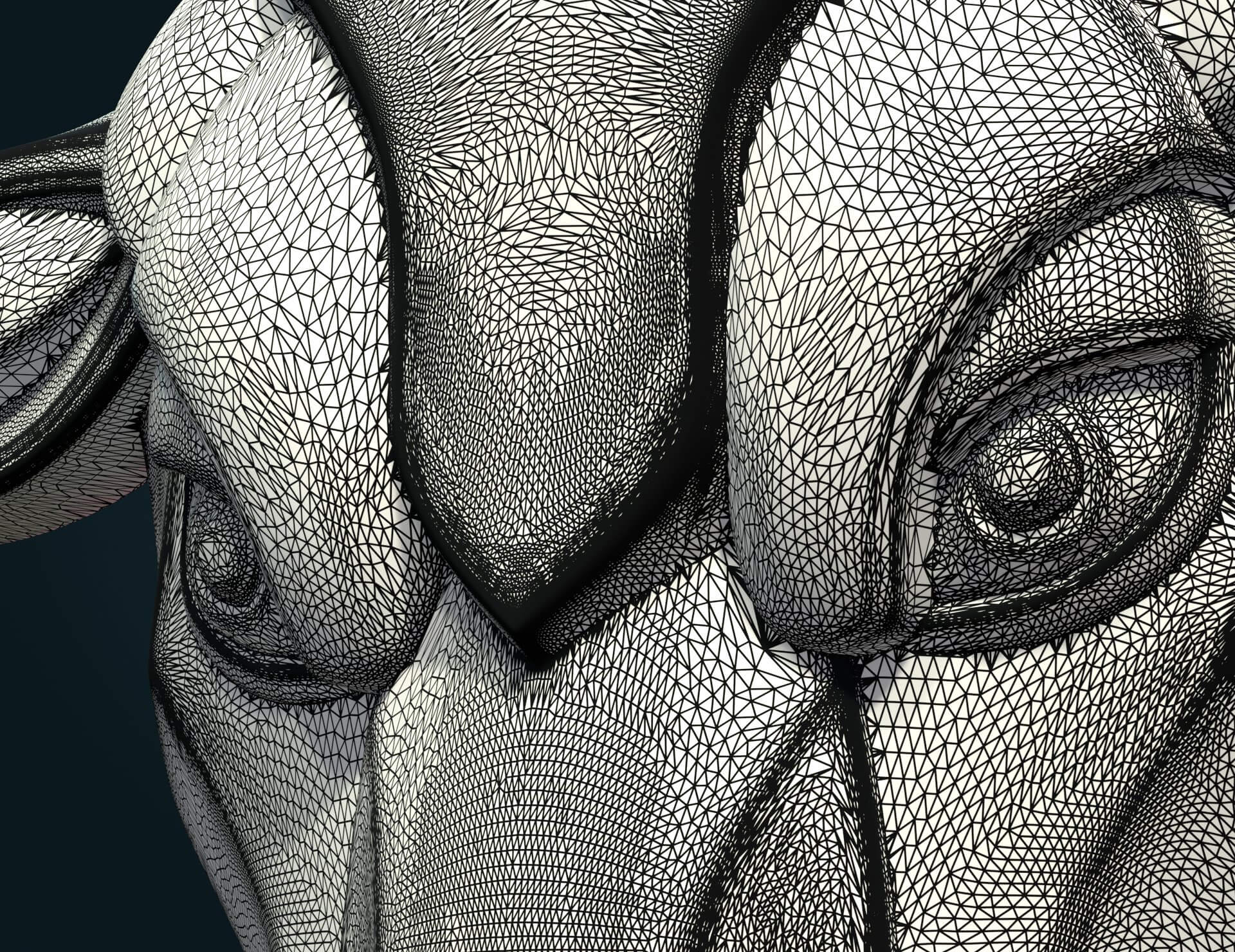 Bull Head Bas-Relief 3D Model by Skazok