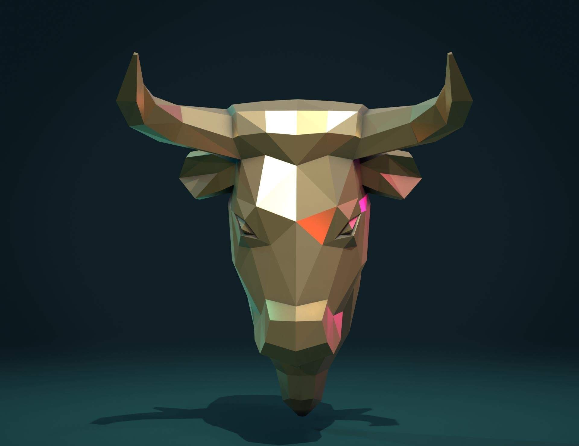Bull Head Low Poly - 3D Model by Skazok