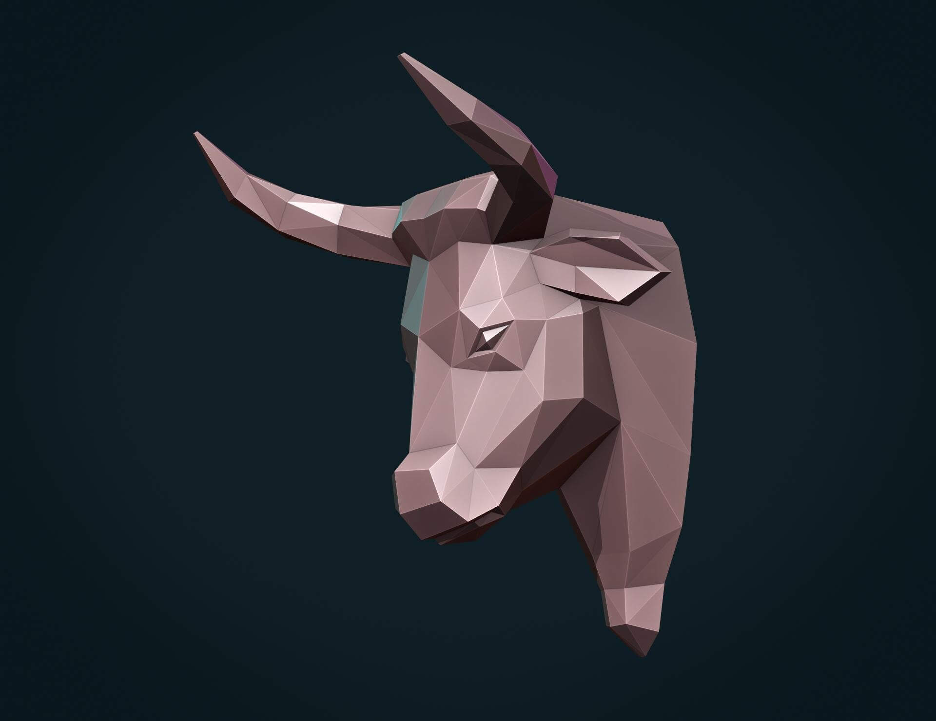 Bull Head Low Poly - 3D Model by Skazok