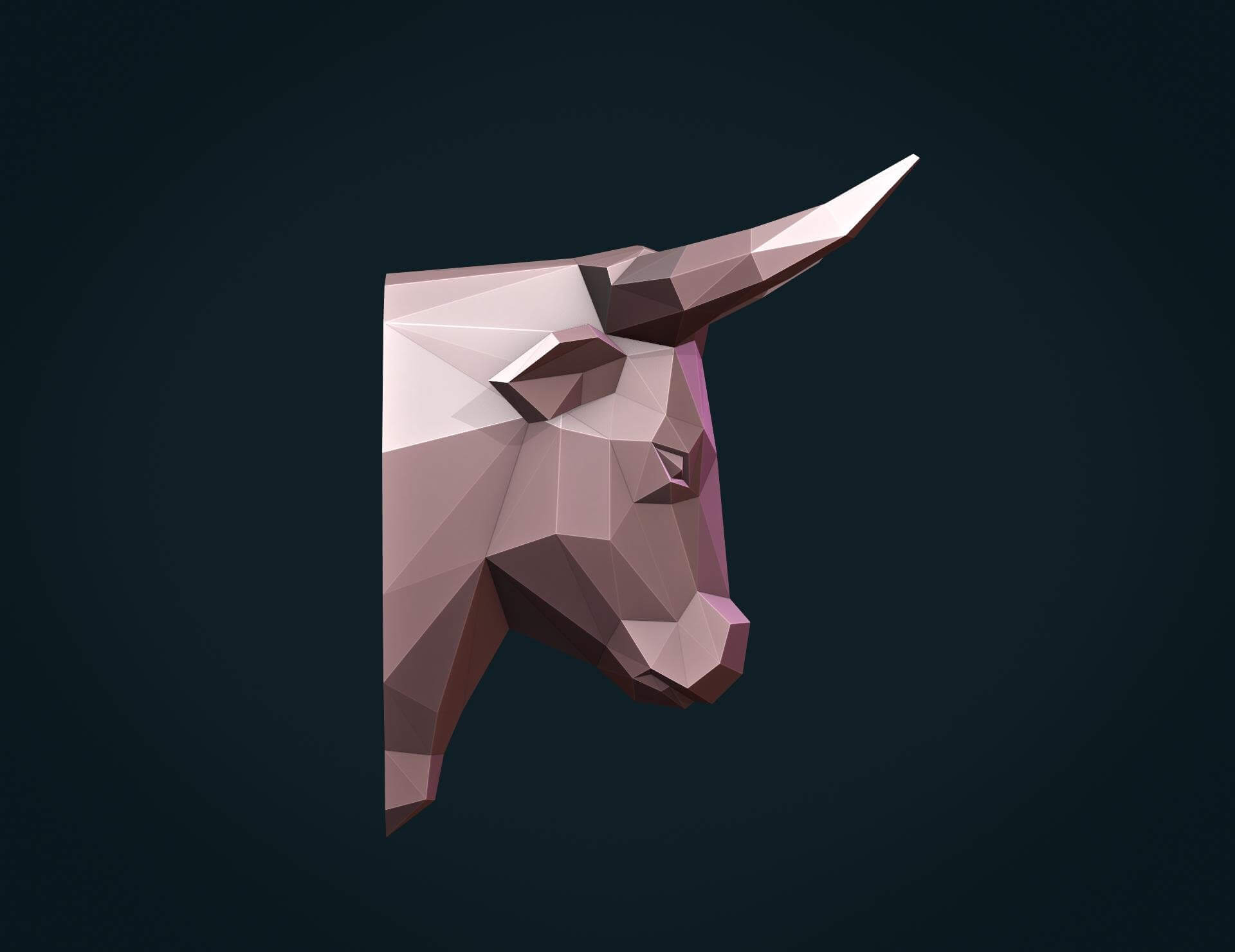 Bull Head Low Poly - 3D Model by Skazok