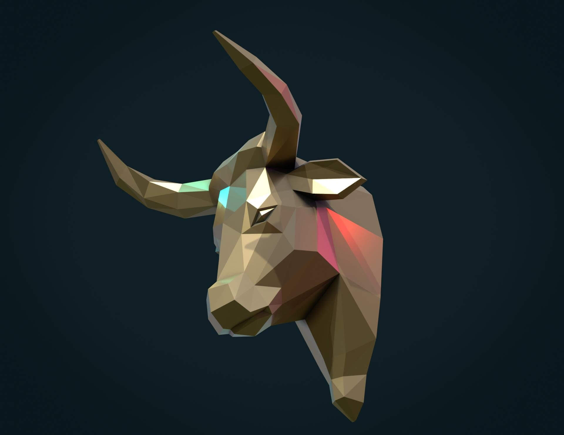 Bull Head Low Poly - 3D Model by Skazok
