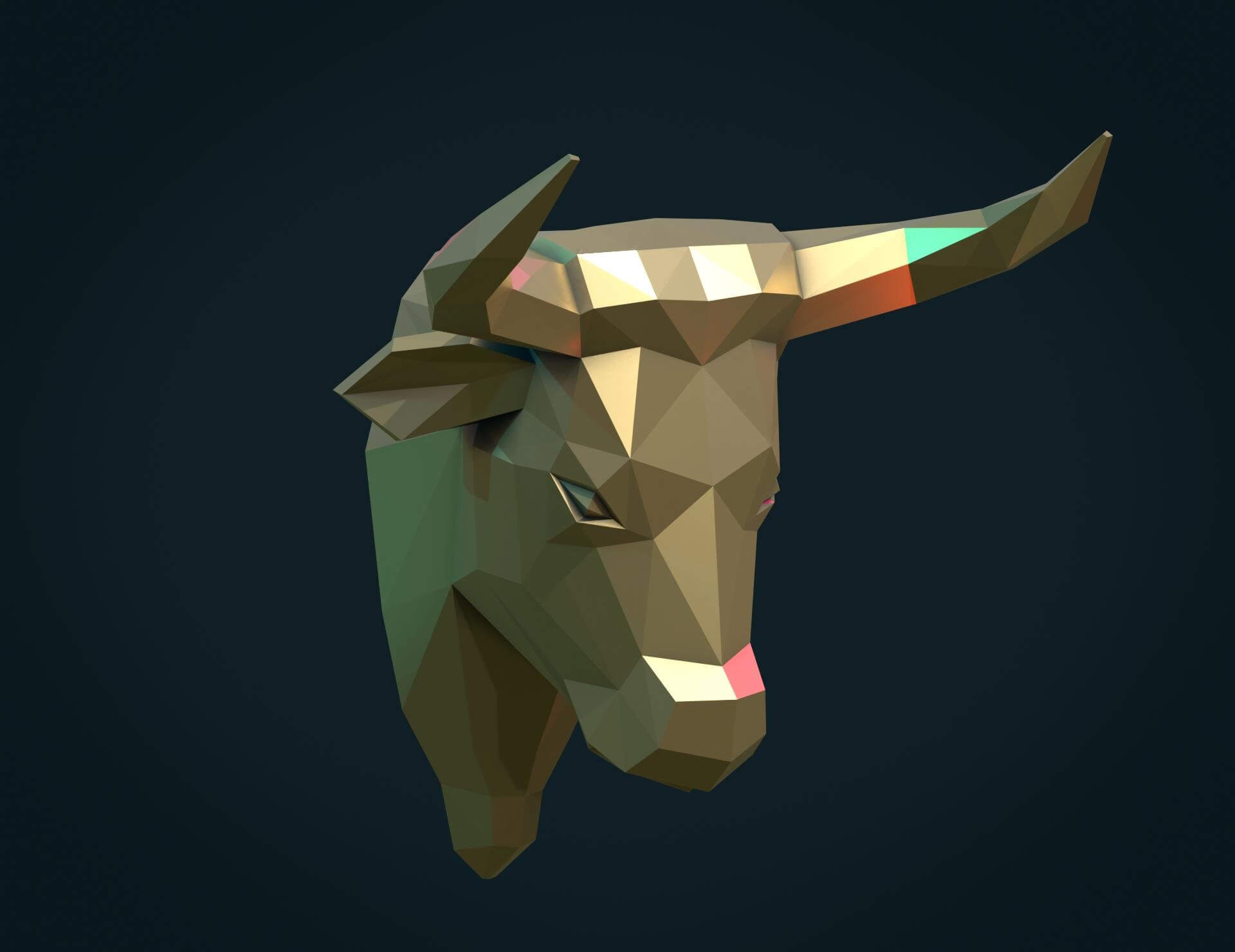 Bull Head Low Poly - 3D Model by Skazok