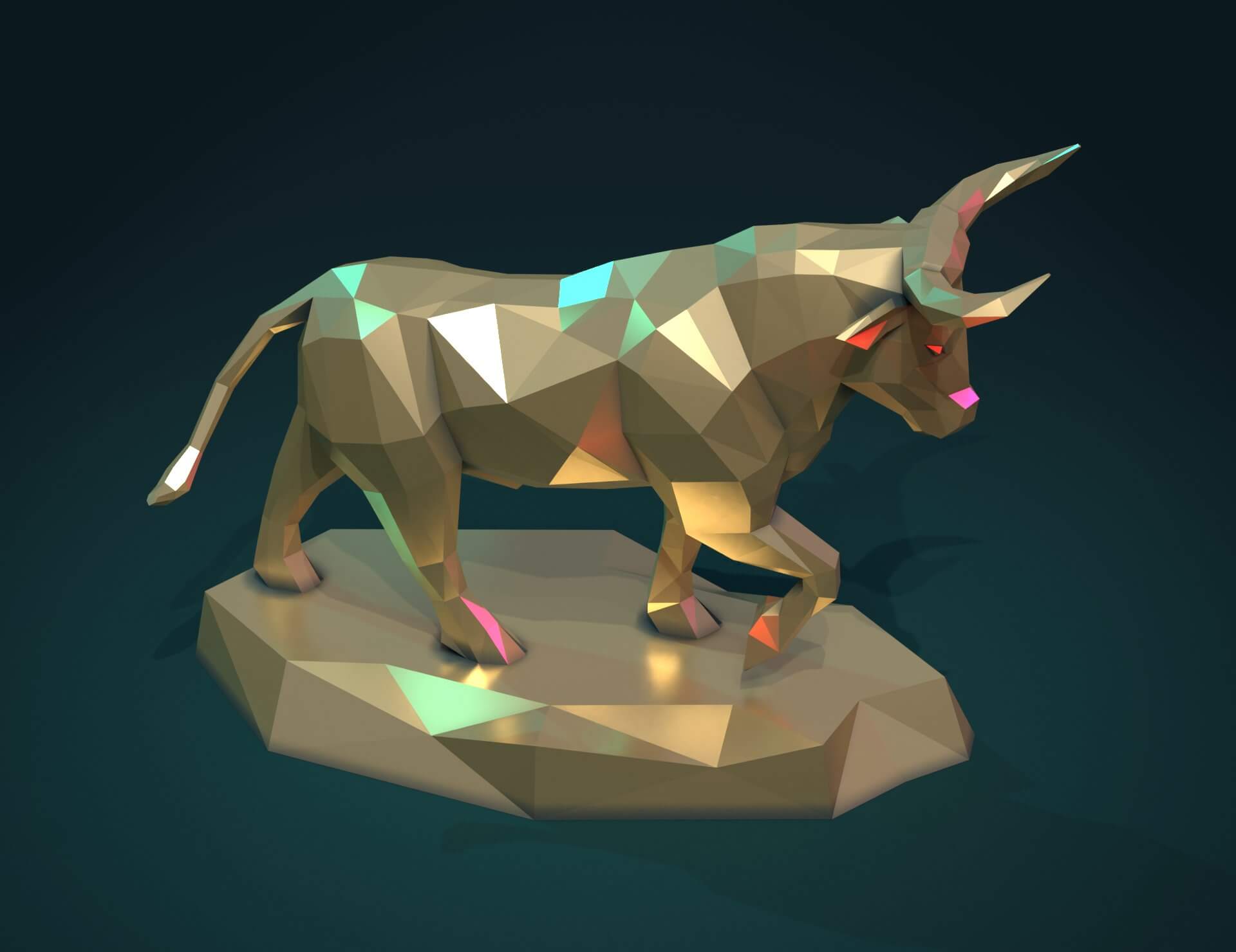 Bull Sculpture Low Poly - 3D Model by Skazok