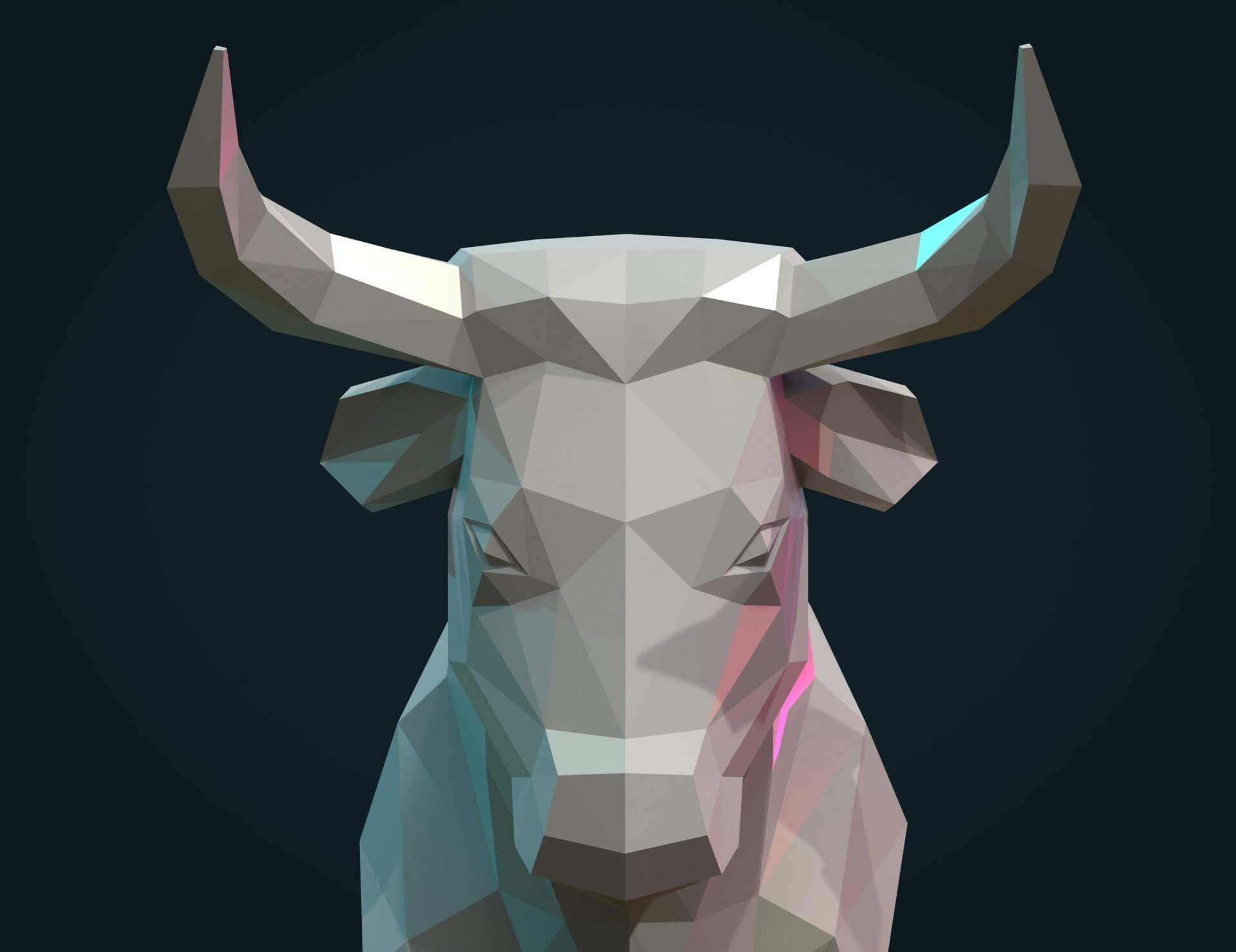 Bull Sculpture Low Poly - 3D Model by Skazok