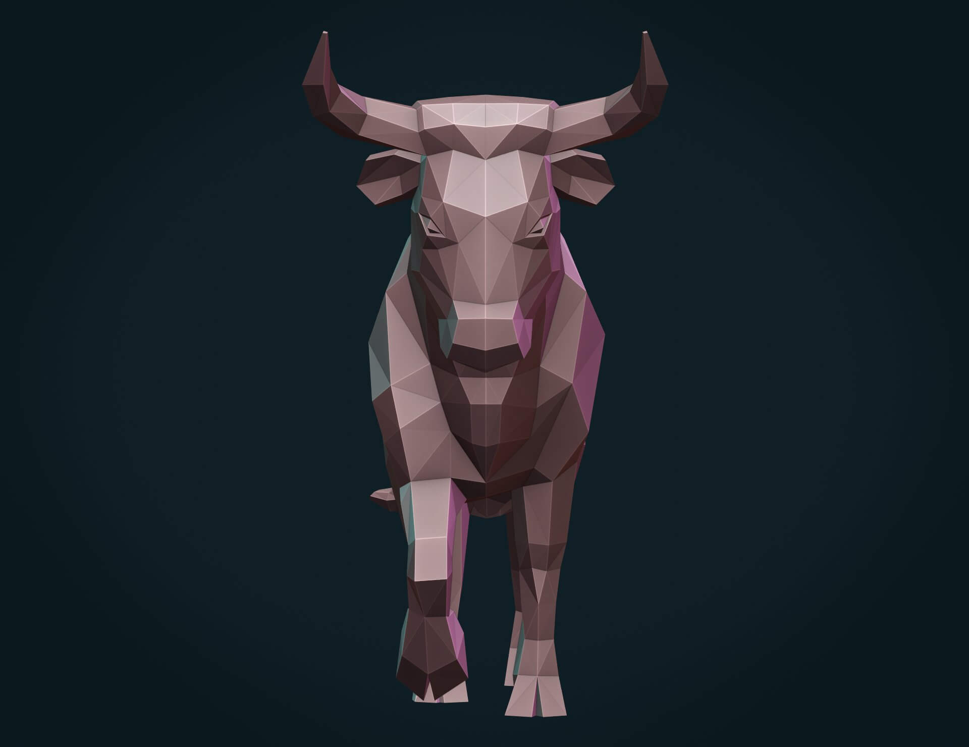 Bull Sculpture Low Poly - 3D Model by Skazok