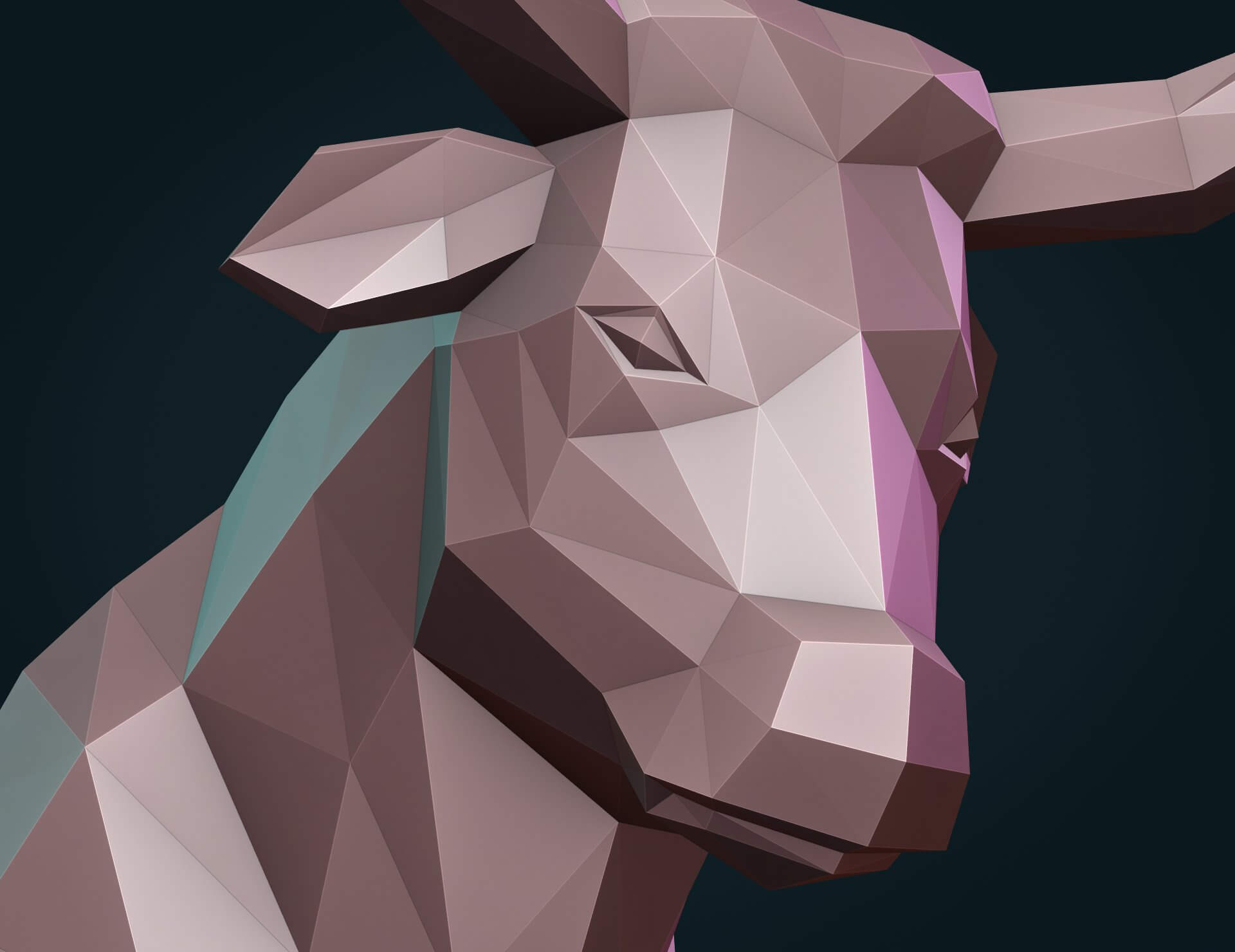 Bull Sculpture Low Poly - 3D Model by Skazok