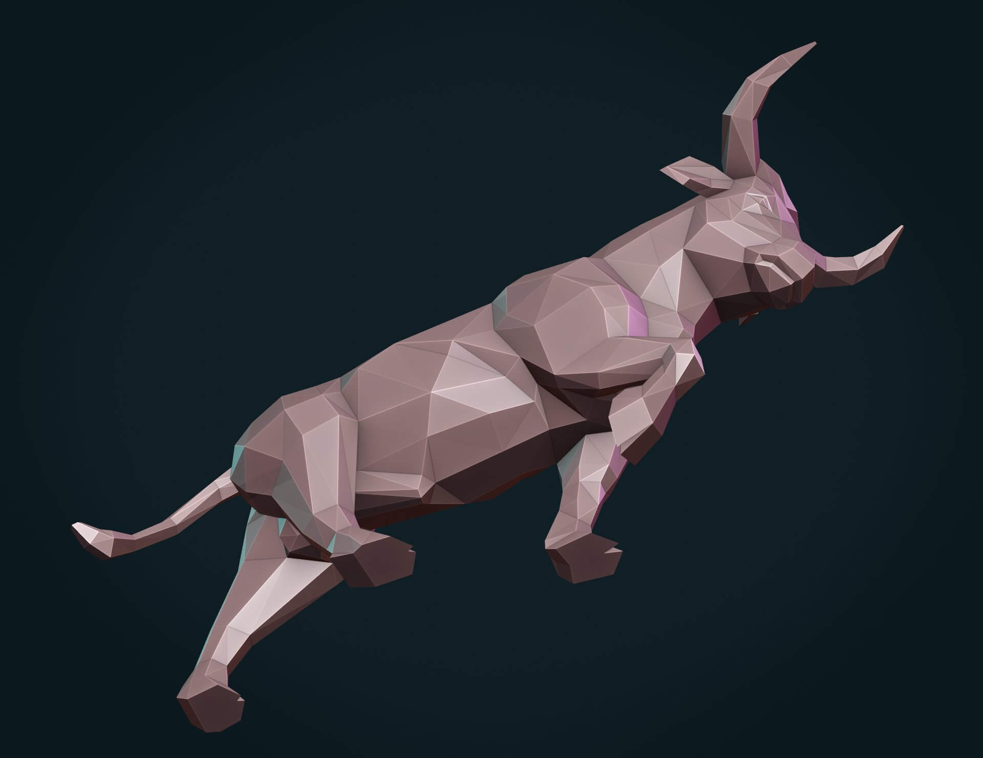 Bull Sculpture Low Poly - 3D Model by Skazok