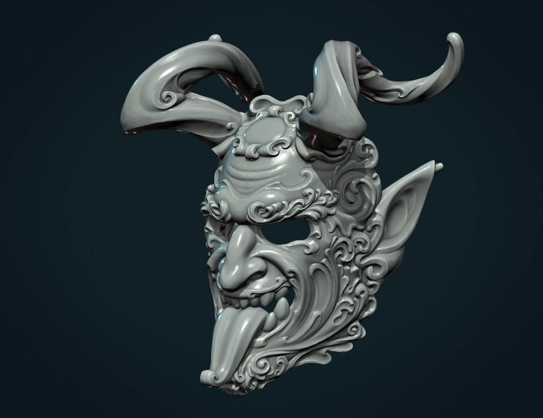 Demon Satyr Mask - 3D Model by Skazok